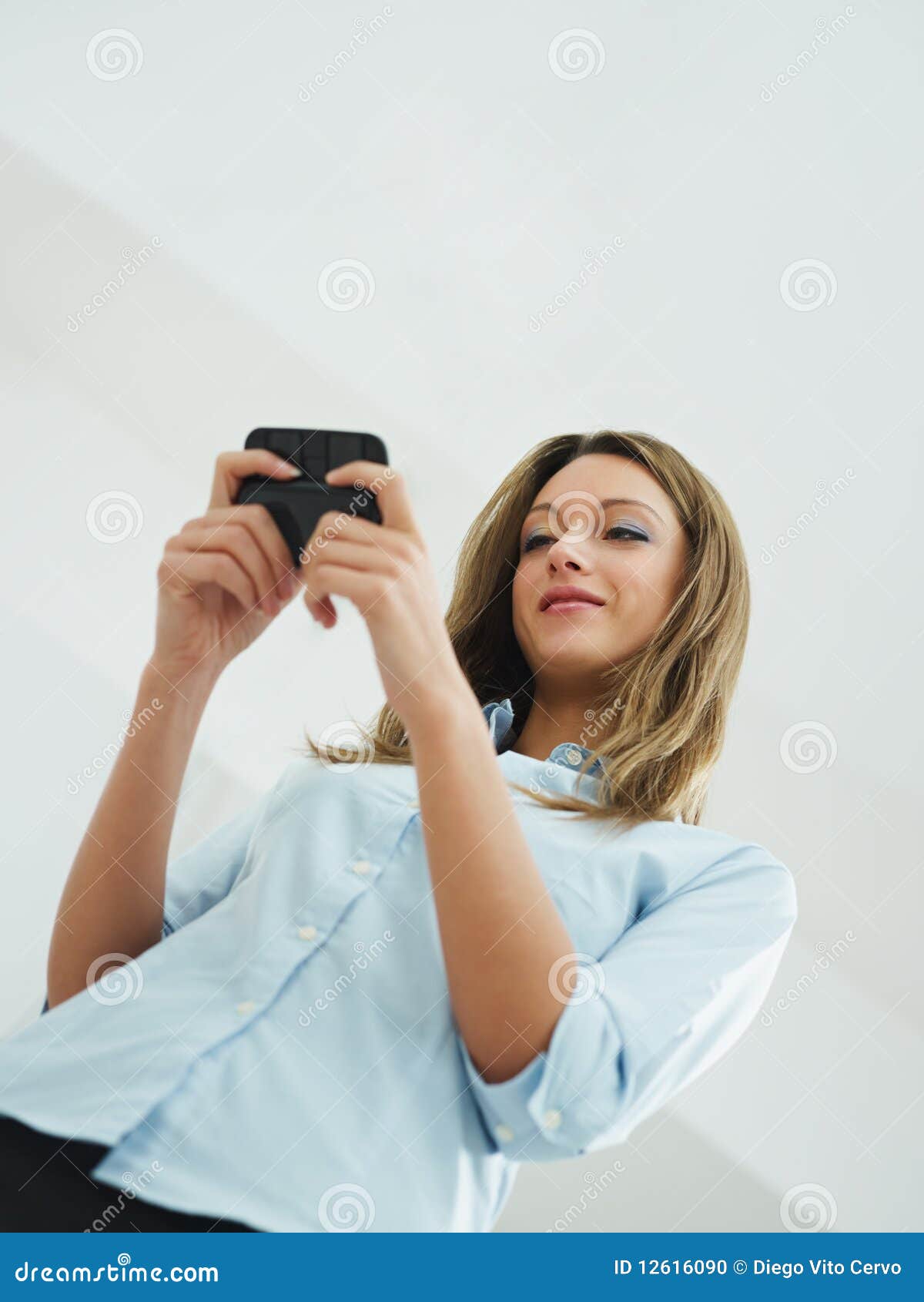 Woman reading emails stock photo. Image of email, business - 12616090