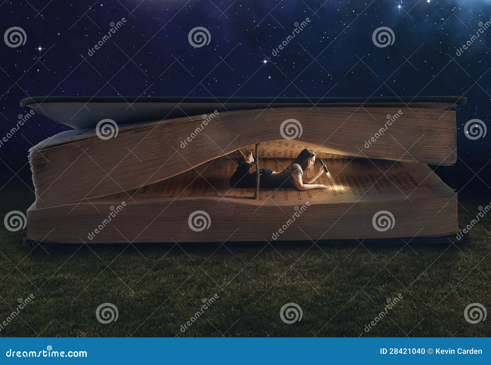 Woman Reading Inside a Huge Book Stock Photo - Image of dark, reading ...