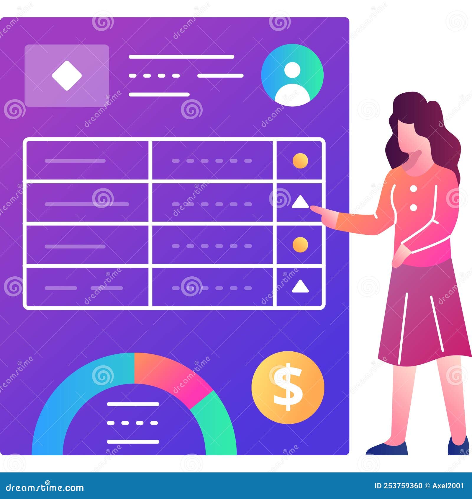 Woman Reading Invoice Flat Vector Icon Isolated Stock Vector ...