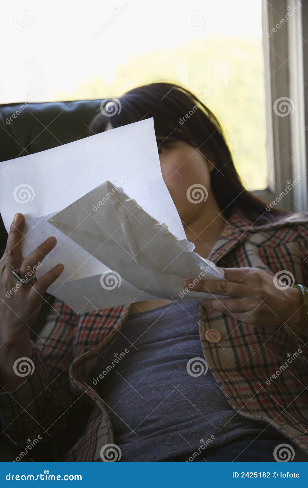 Woman reading letter. stock photo. Image of woman, american - 2425182