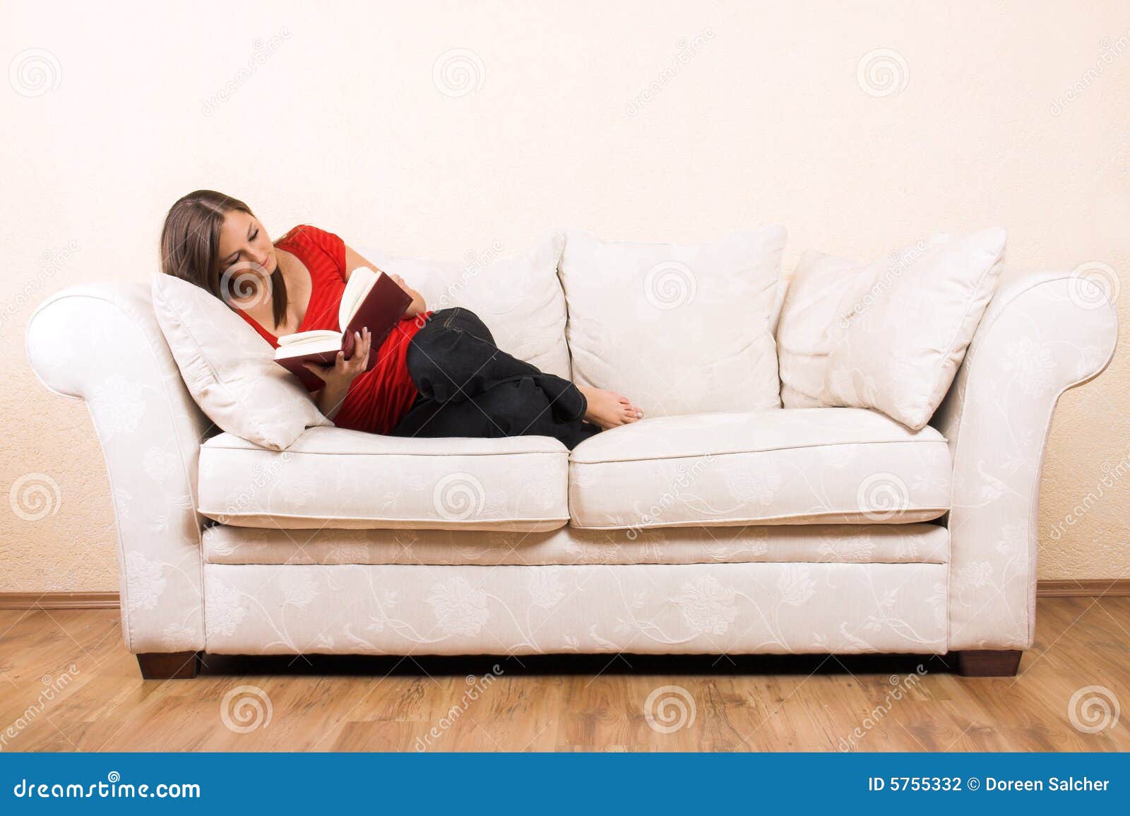 Woman is Reading on a Lounge Stock Photo - Image of expressions ...