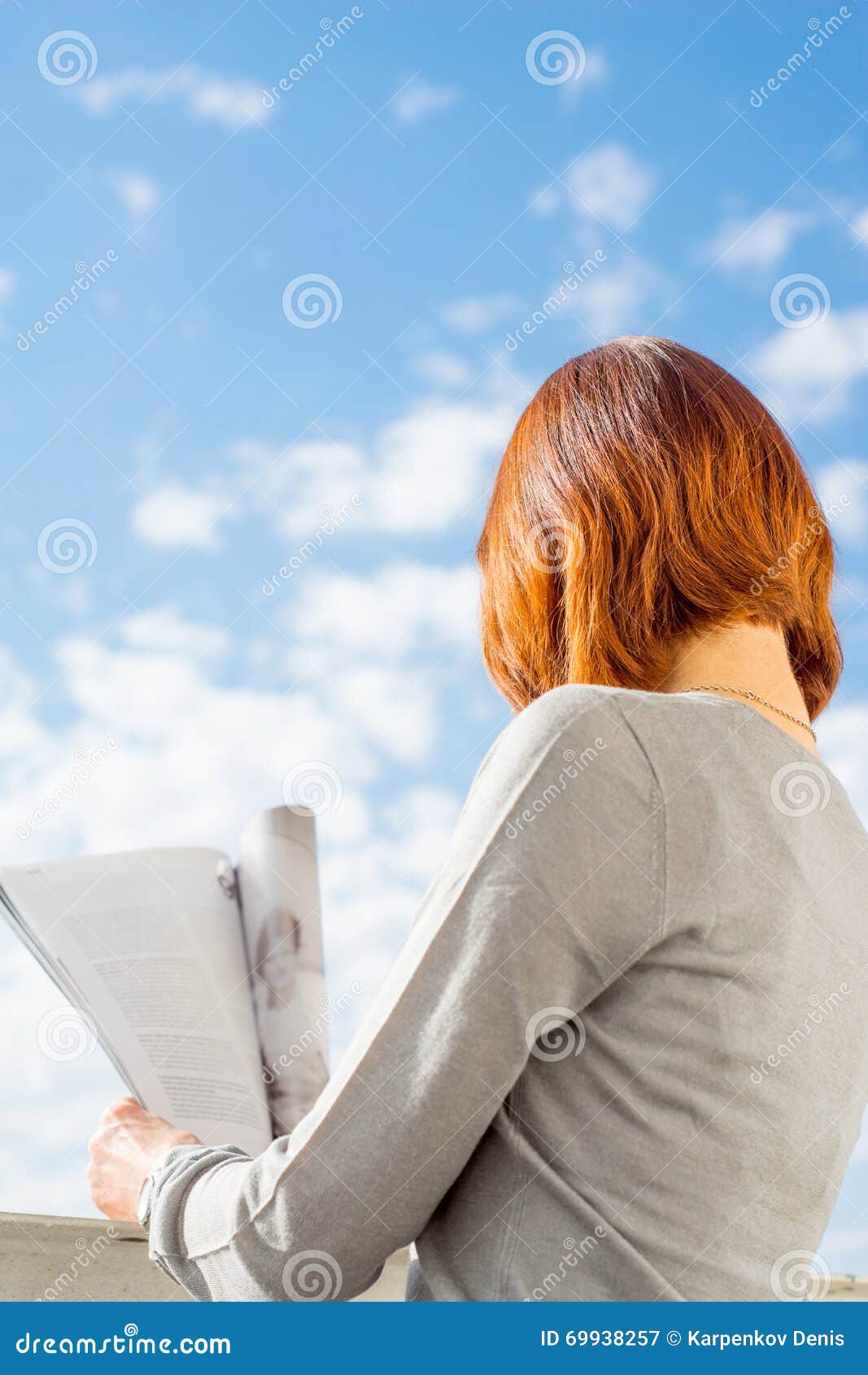 Woman Reading Magazine Vertical Stock Image - Image of sweater, relax ...
