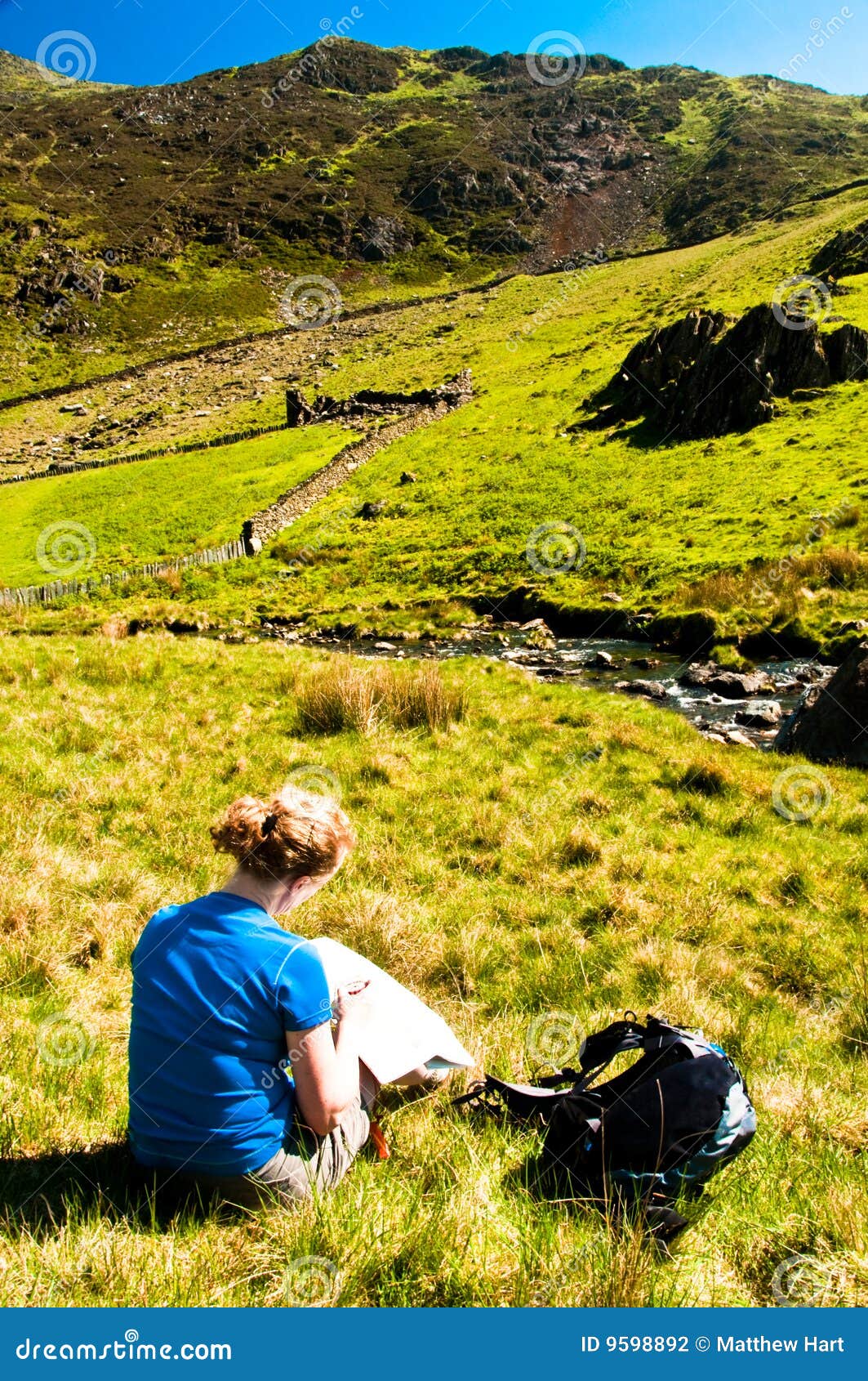 Woman reading a map stock photo. Image of active, people - 9598892