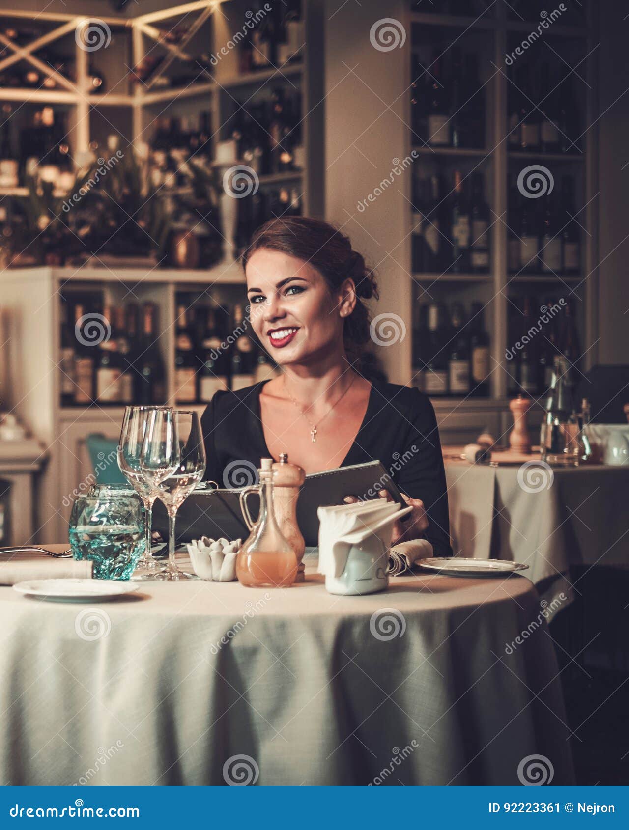 Woman Reading Menu in a Restaurant Stock Image - Image of beautiful ...