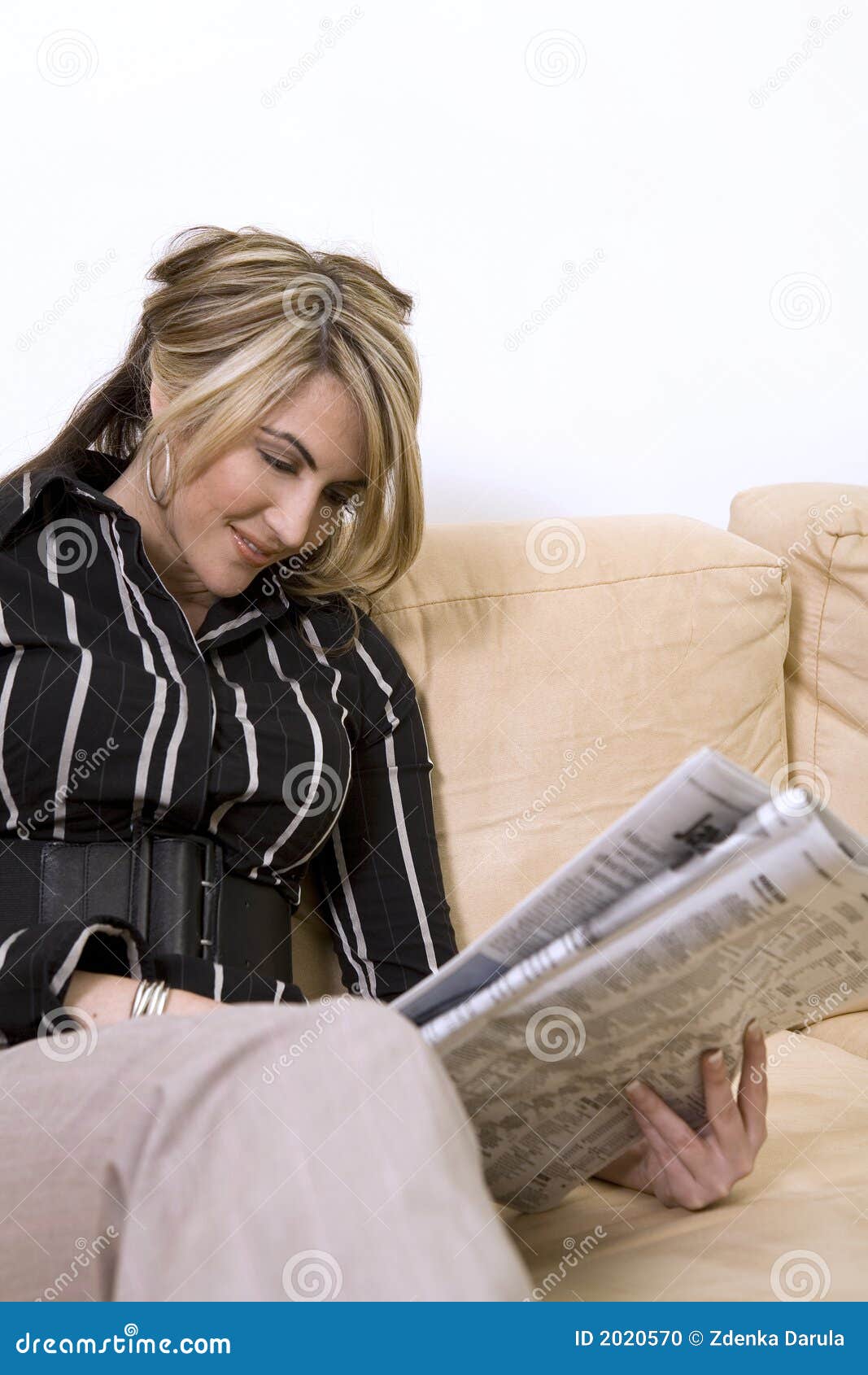 Woman reading newspaper stock photo. Image of print, person - 2020570