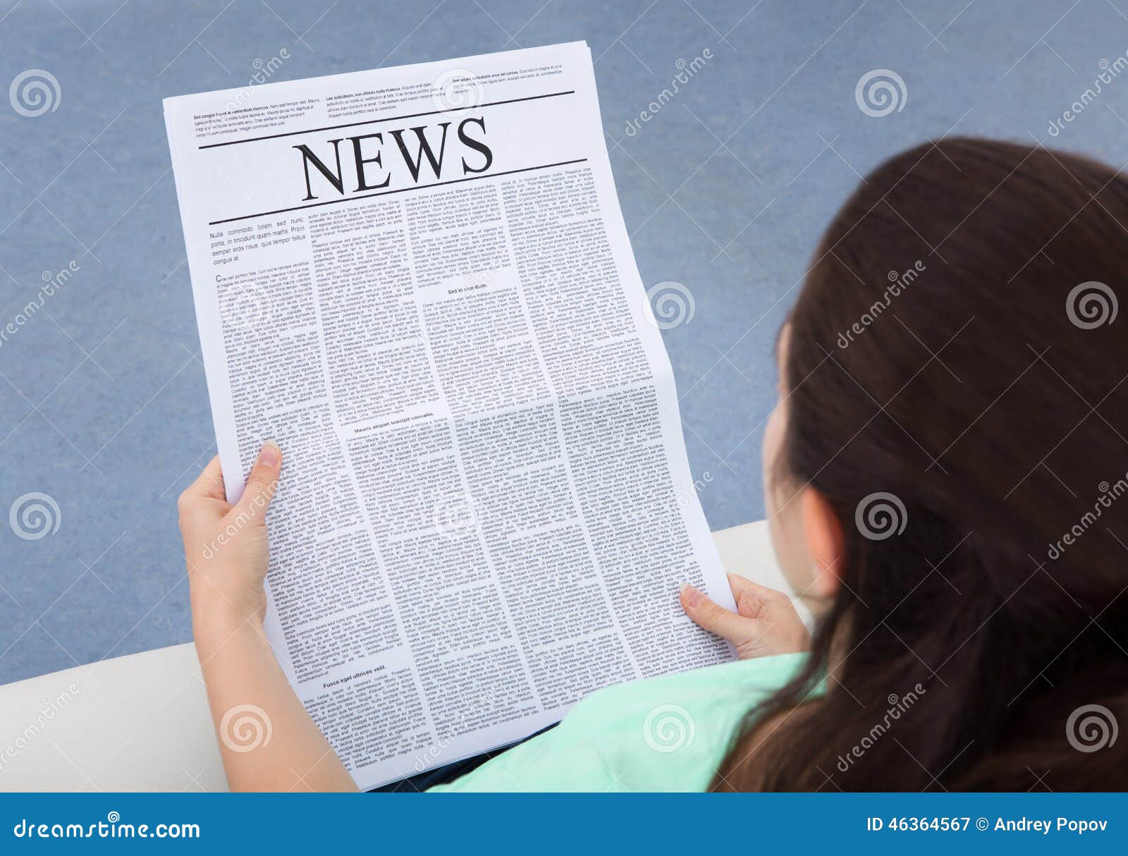 Woman reading newspaper stock image. Image of person - 46364567
