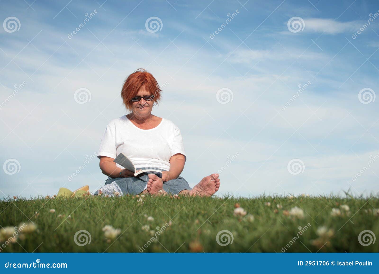 Woman reading outside stock photo. Image of laying, think - 2951706
