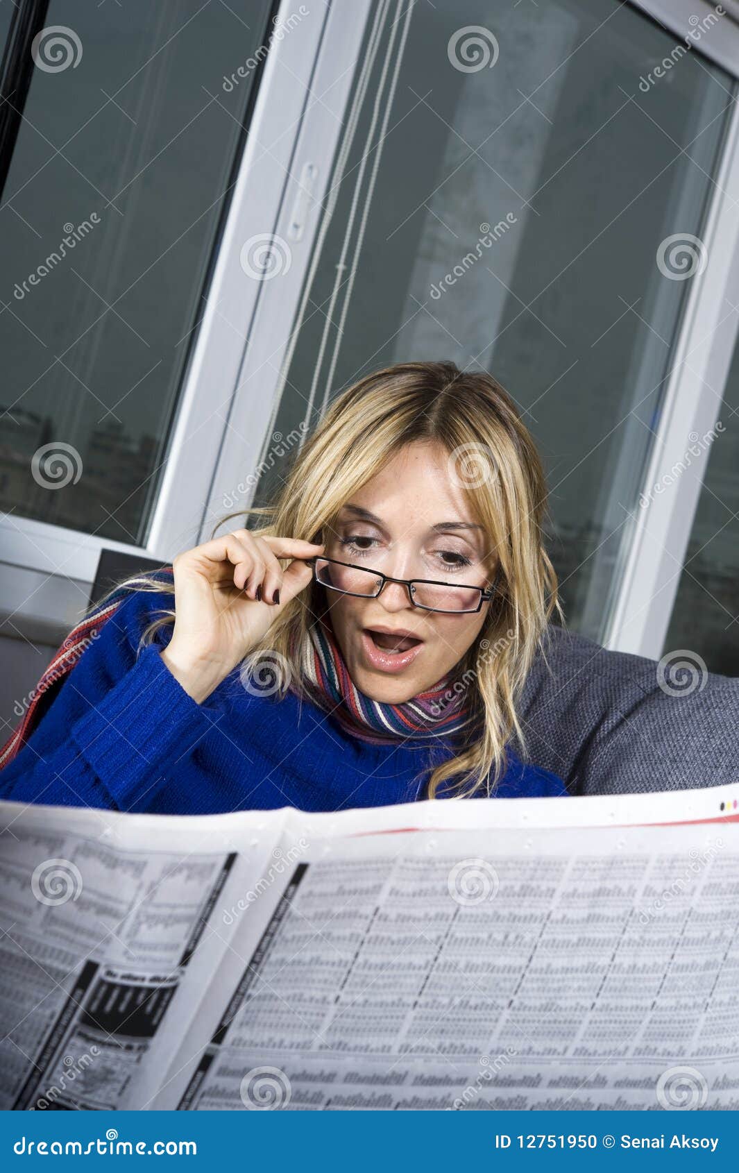 Woman reading the paper stock photo. Image of adult, media - 12751950
