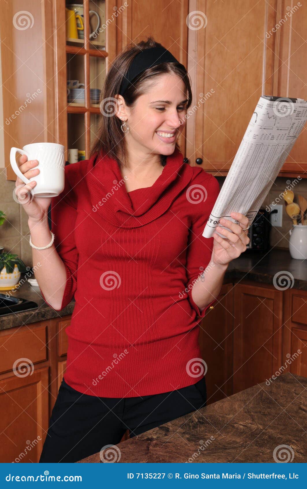 Woman Reading the Paper stock image. Image of people, businesswoman ...