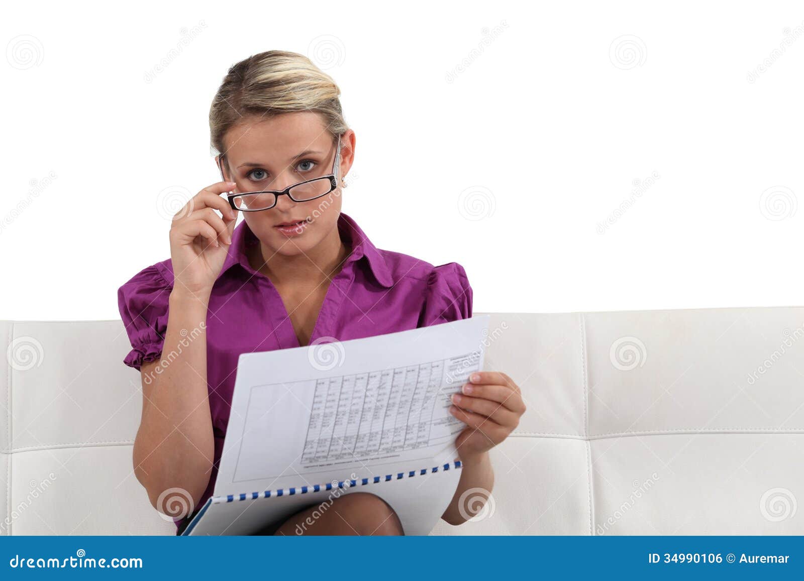 Woman reading a report stock photo. Image of cutout, holding - 34990106