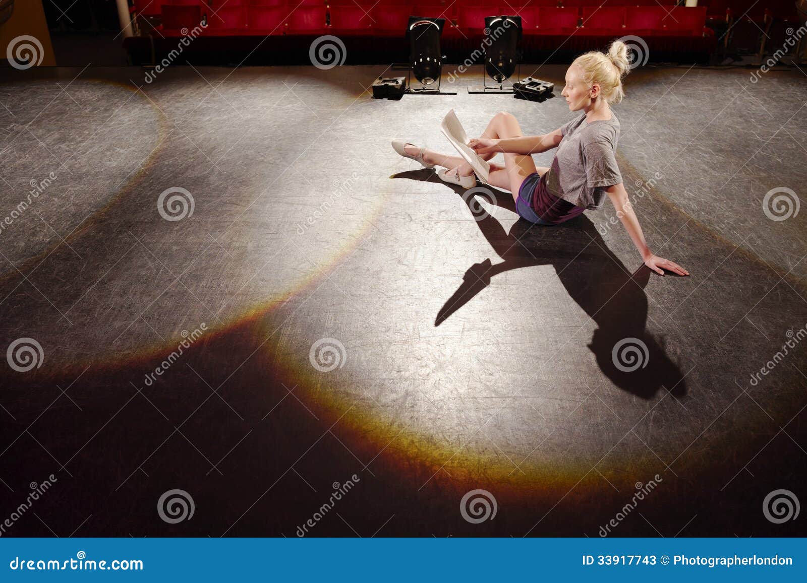Woman With Script Rehearsing On Stage Royalty-Free Stock Image ...