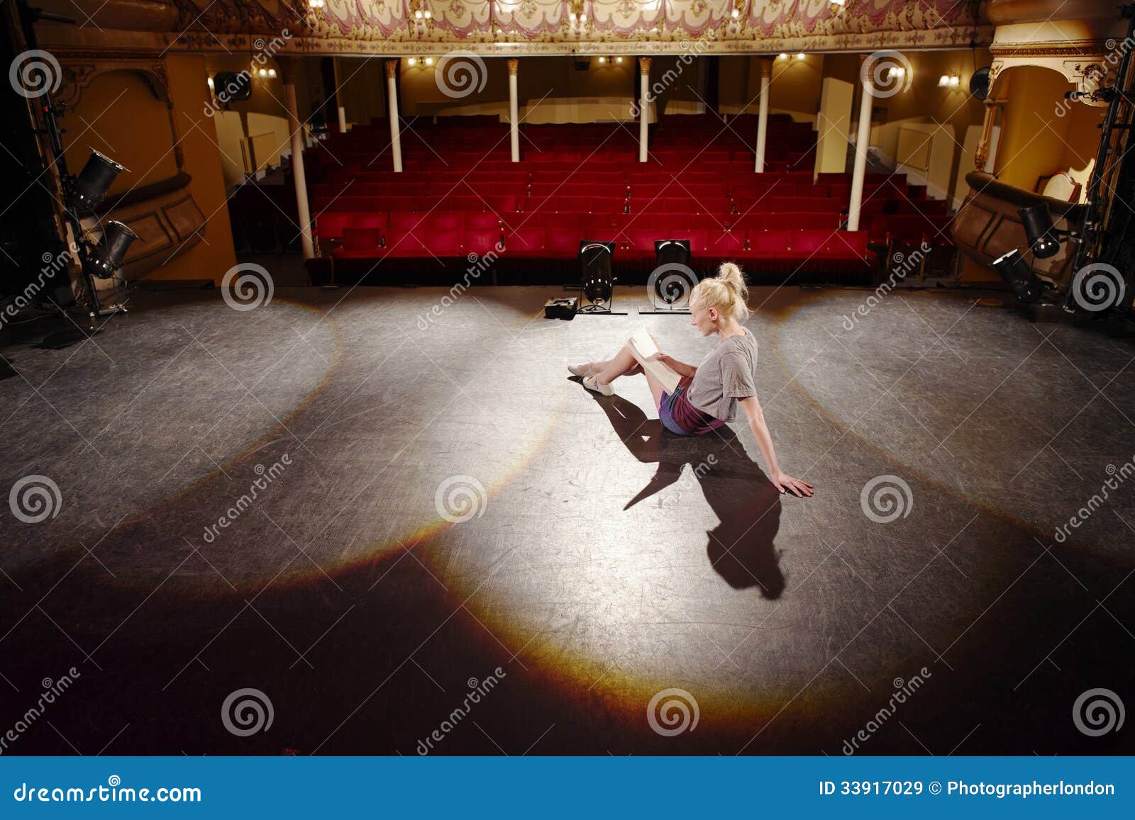 Woman With Script Rehearsing On Stage Royalty-Free Stock Image ...