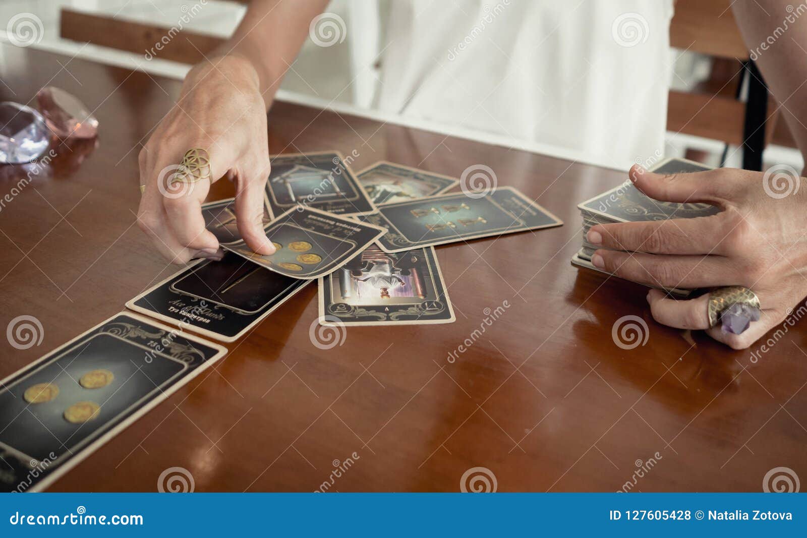Woman is Reading Tarot Cards Stock Photo - Image of adult, future ...