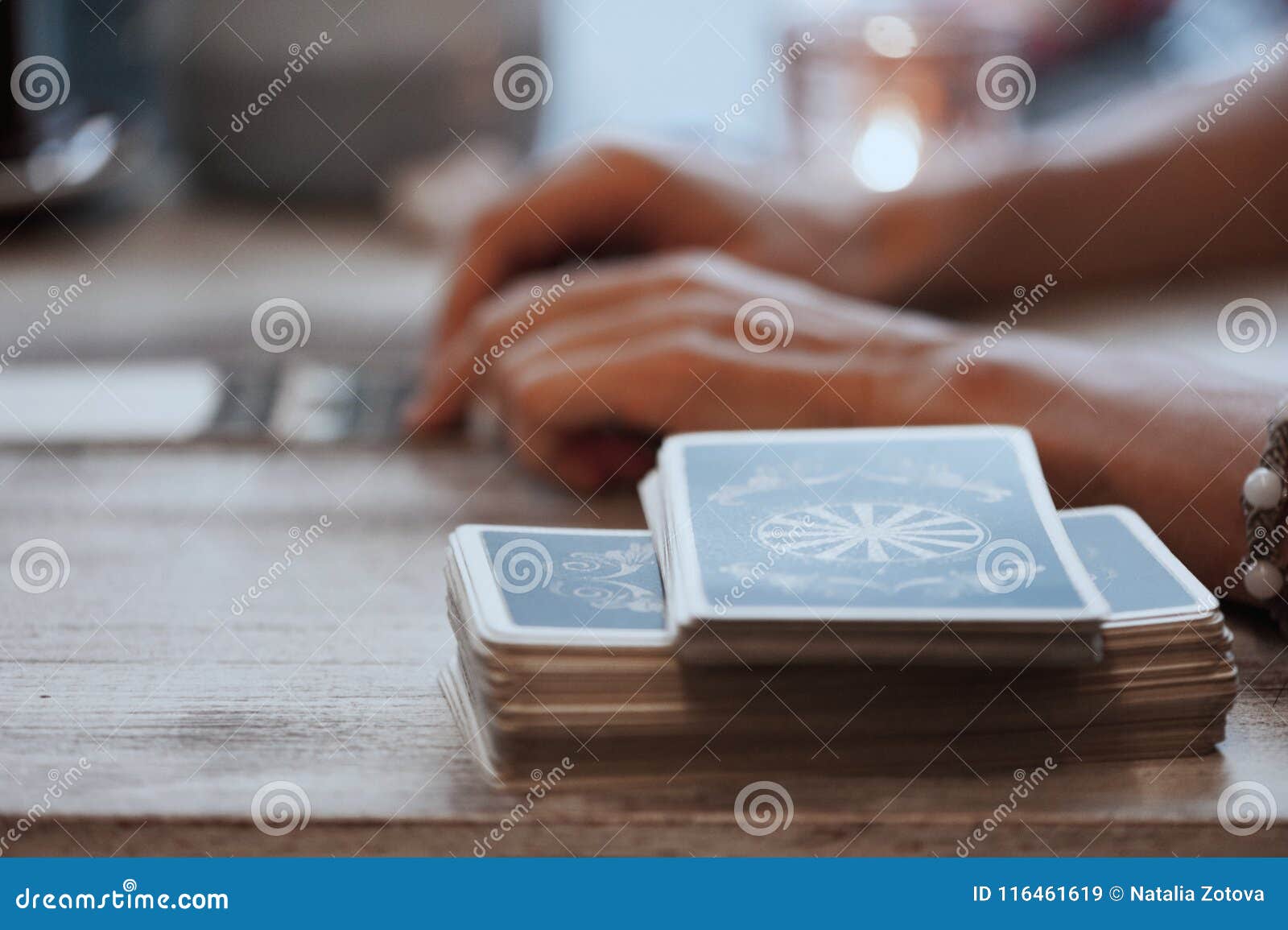 Woman is Reading Tarot Cards in Cafe Stock Image - Image of modern ...