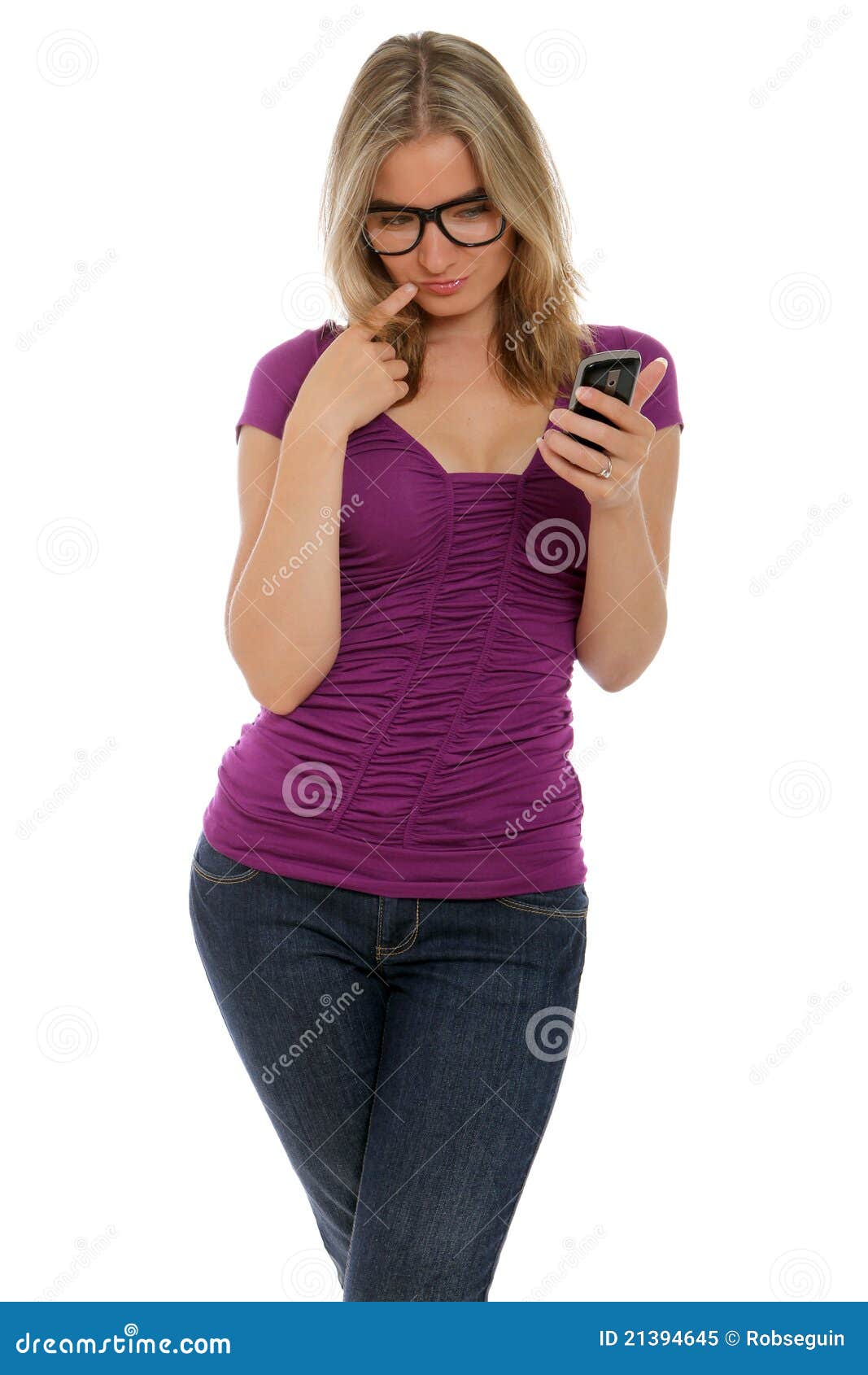 Woman Reading Text a Message Stock Image - Image of happy, mobile: 21394645