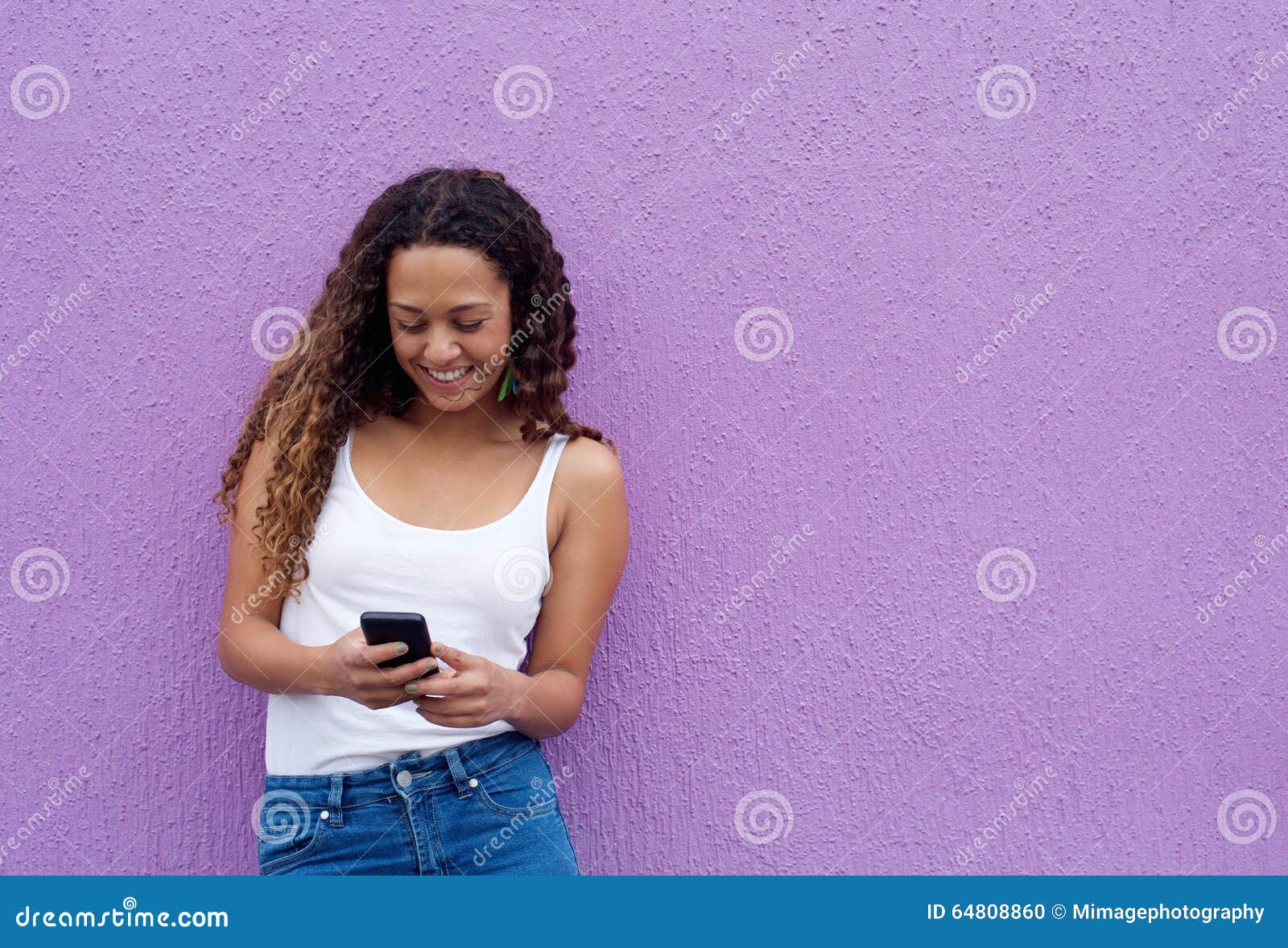 Woman Reading a Text Message on Mobile Phone Stock Photo - Image of ...