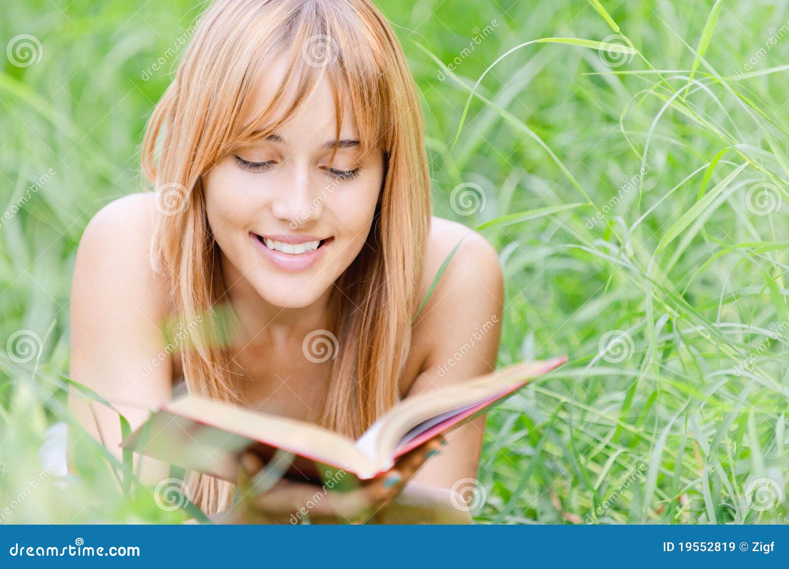 Woman reads book stock image. Image of nature, hair, beauty - 19552819