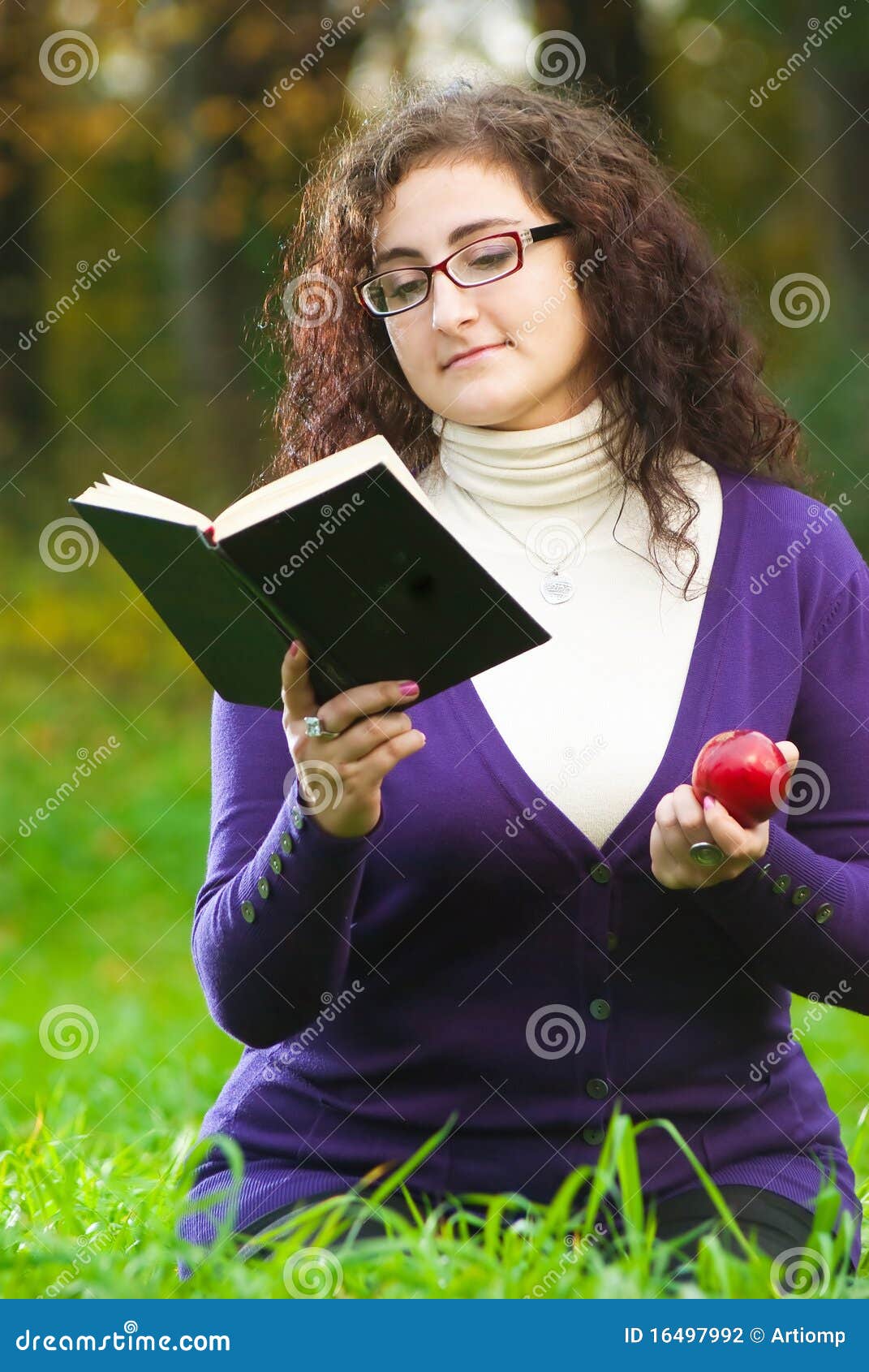 Woman Reads Book on Green Grass Stock Photo - Image of field, leisure ...