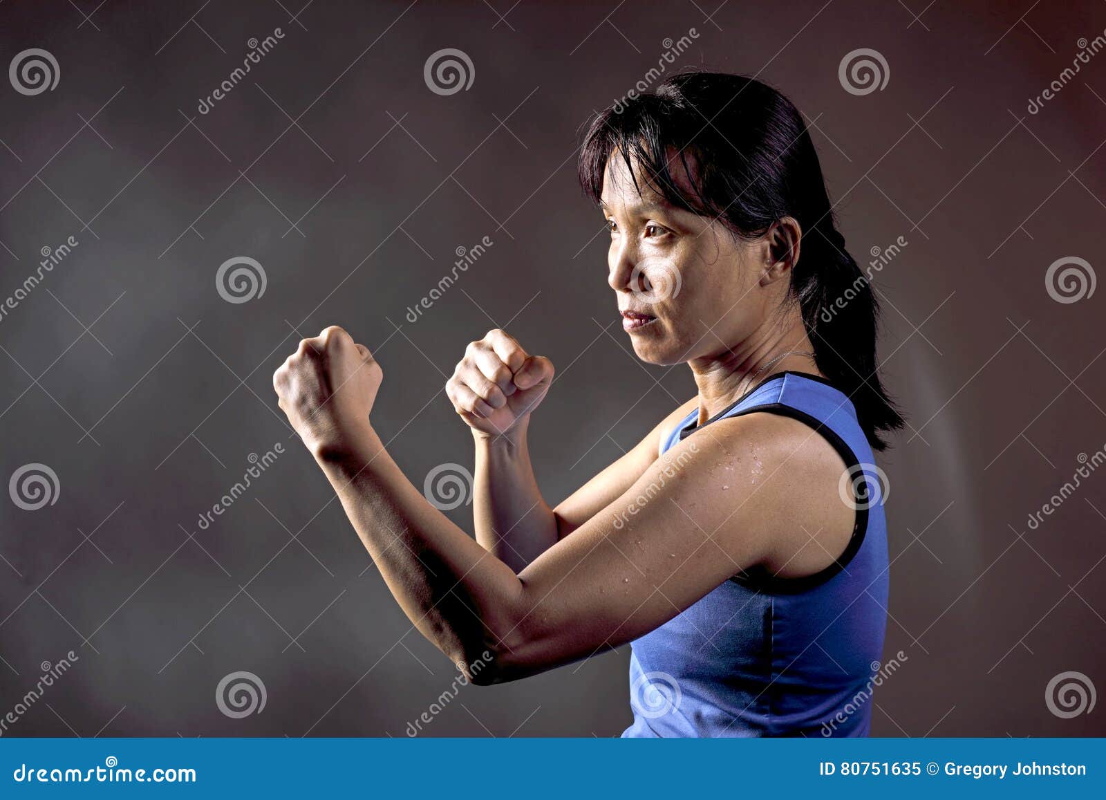 Woman in ready position. stock image. Image of lifestyle - 80751635