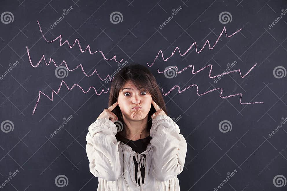 Woman ready to explode stock image. Image of blackboard - 30907237