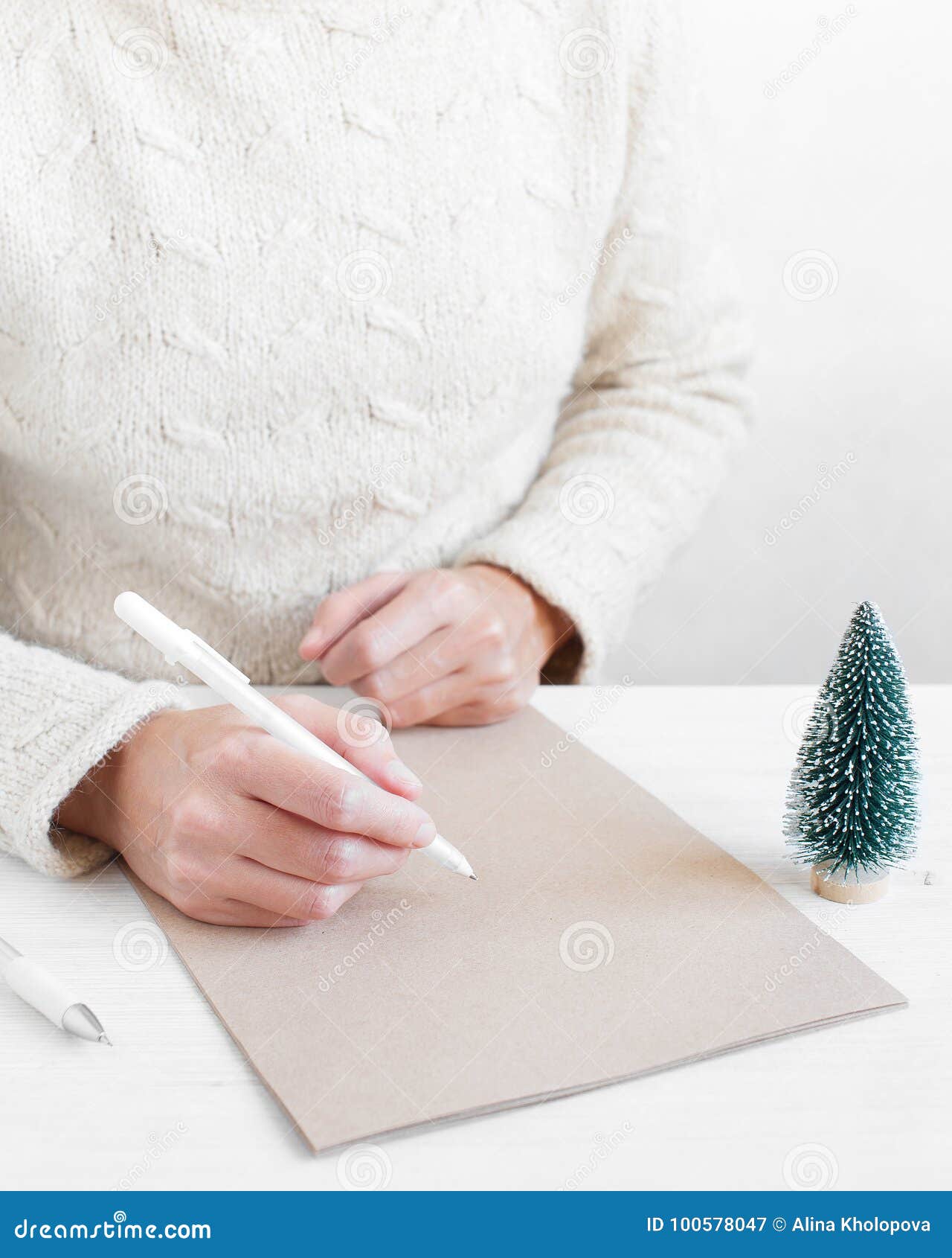 Woman Ready To Write on the Sheet of Paper Stock Image - Image of ...