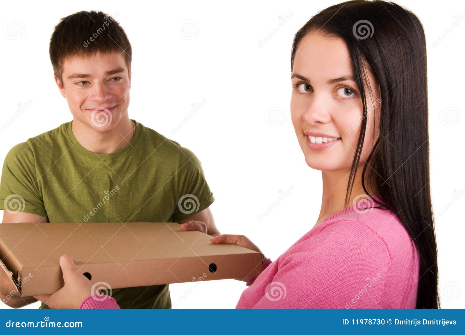 Woman Receive for a Package Stock Photo - Image of brown, house: 11978730
