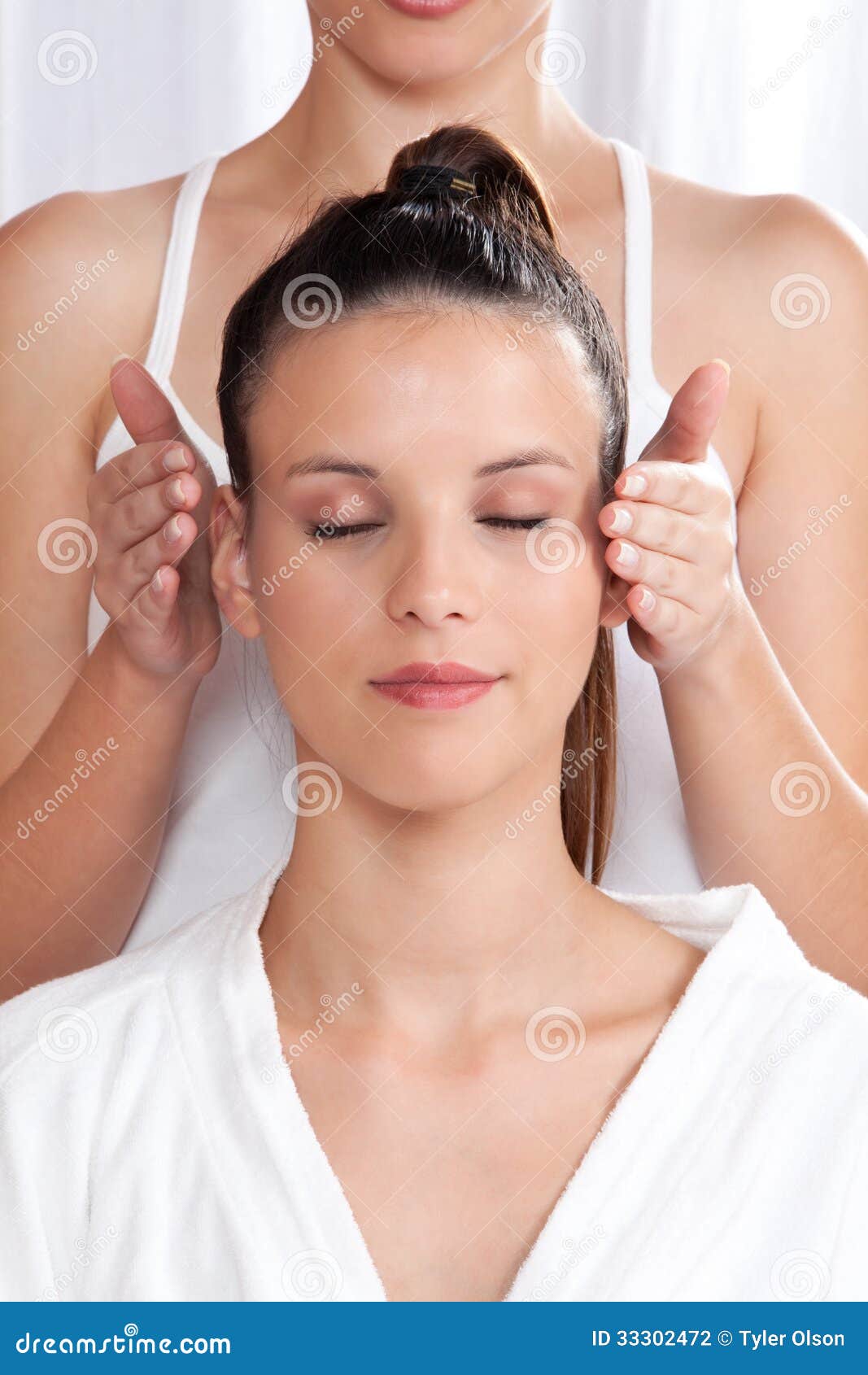 Woman Receiving a Head Massage Stock Photo - Image of lying, beautiful ...