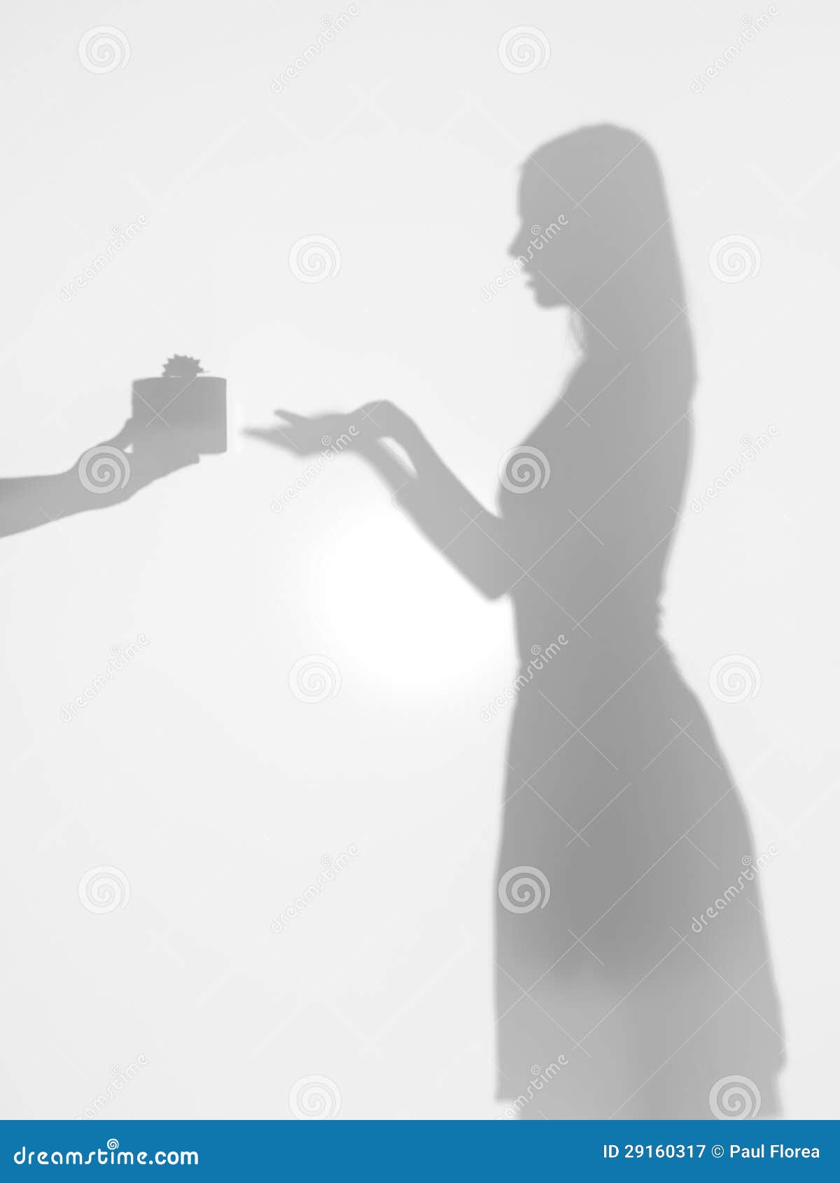 Woman Receiving a Present, Side View, Silhouette Stock Image - Image of ...