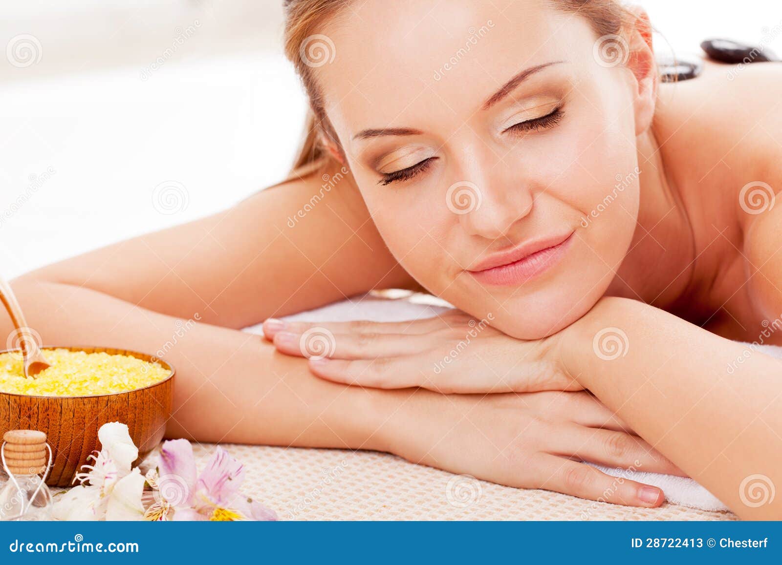 Woman Receiving Spa Stones Therapy Stock Image - Image of people, pure ...