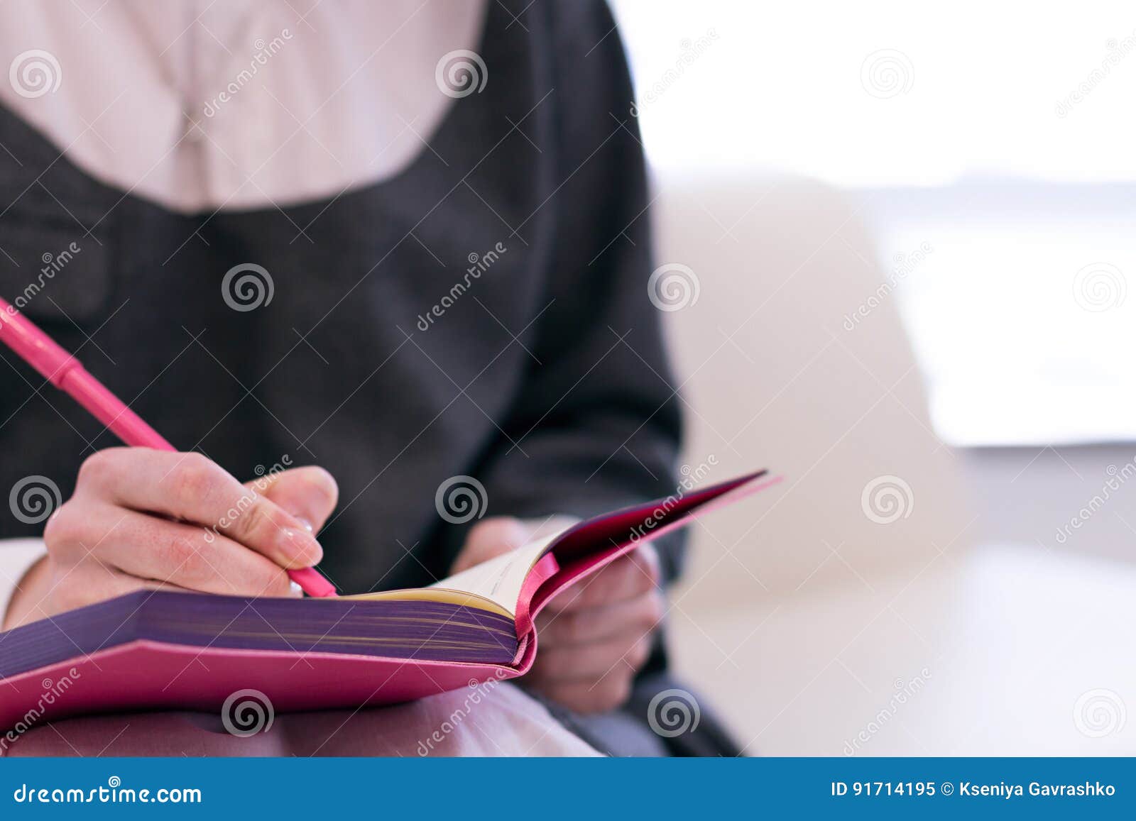 A Woman Records in Her Diary. Copy Space Stock Image - Image of lady ...