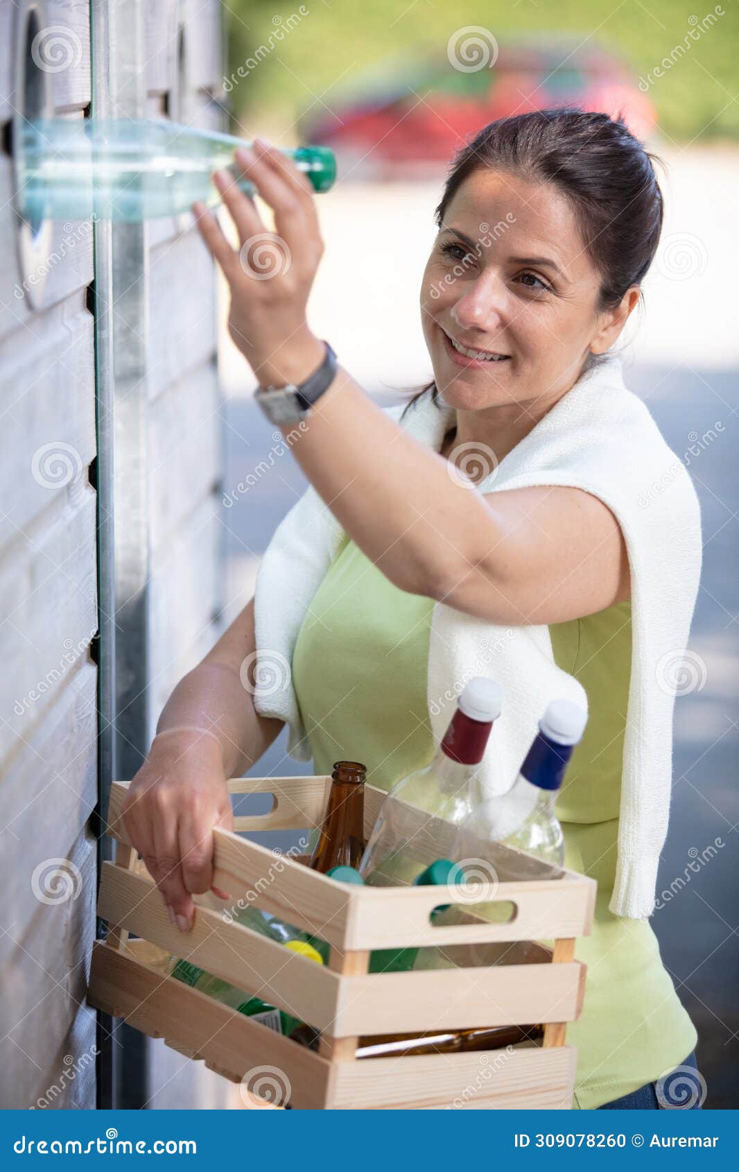 Woman Recycling Crate Plastic Bottles Stock Photo - Image of garbage ...