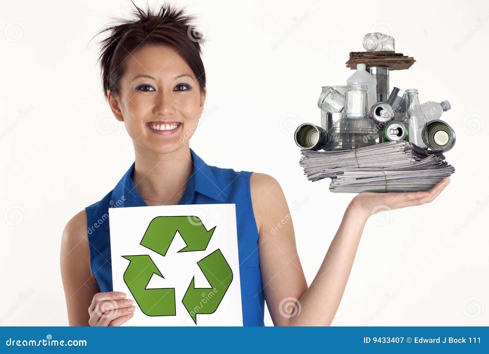 Woman with Recycling Symbol Stock Image - Image of global, cheerful ...