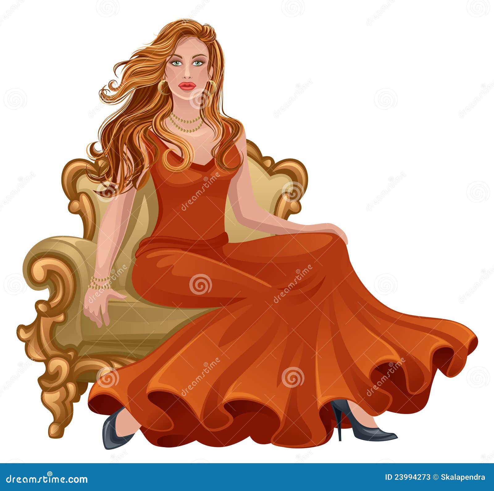 Woman in red stock vector. Illustration of antique, beauty - 23994273