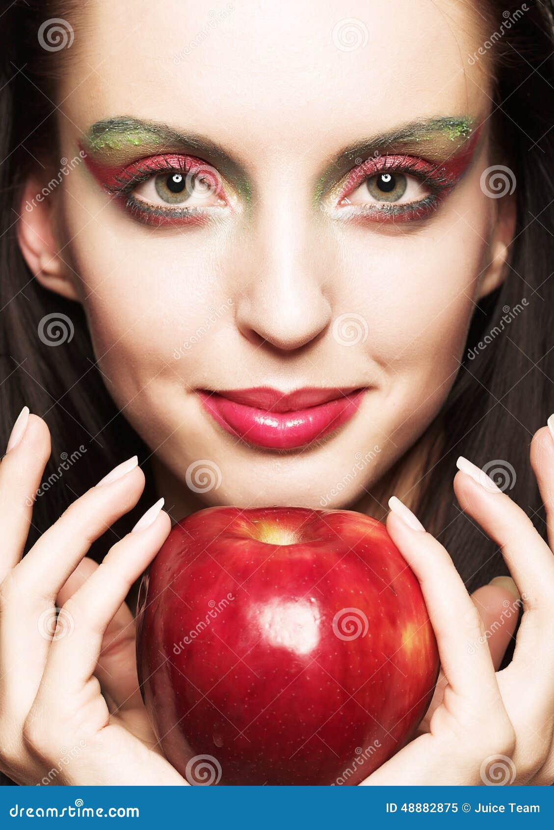Woman with red apple stock image. Image of face, antioxidants - 48882875