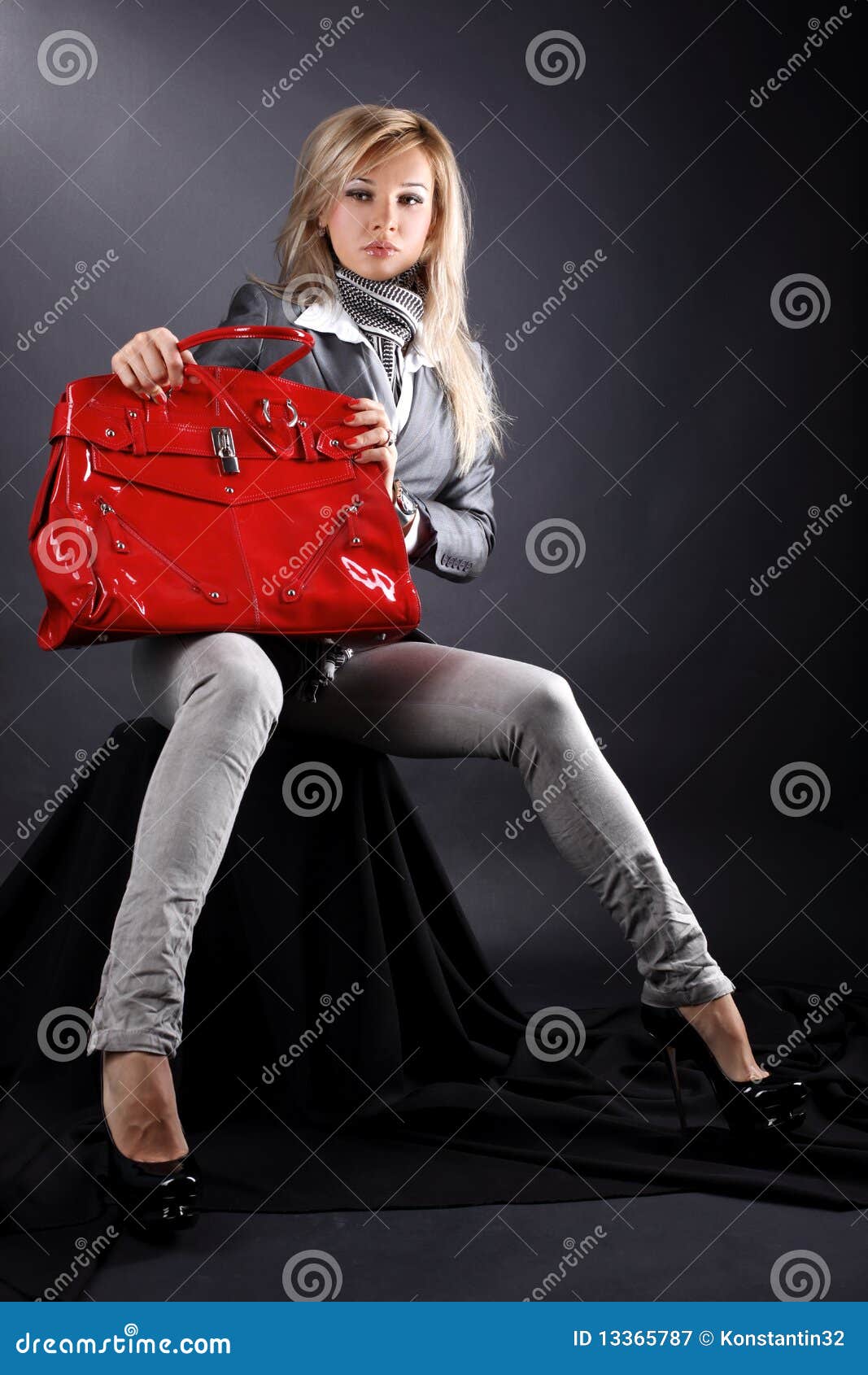 Woman with red bag stock image. Image of pretty, fashion - 13365787