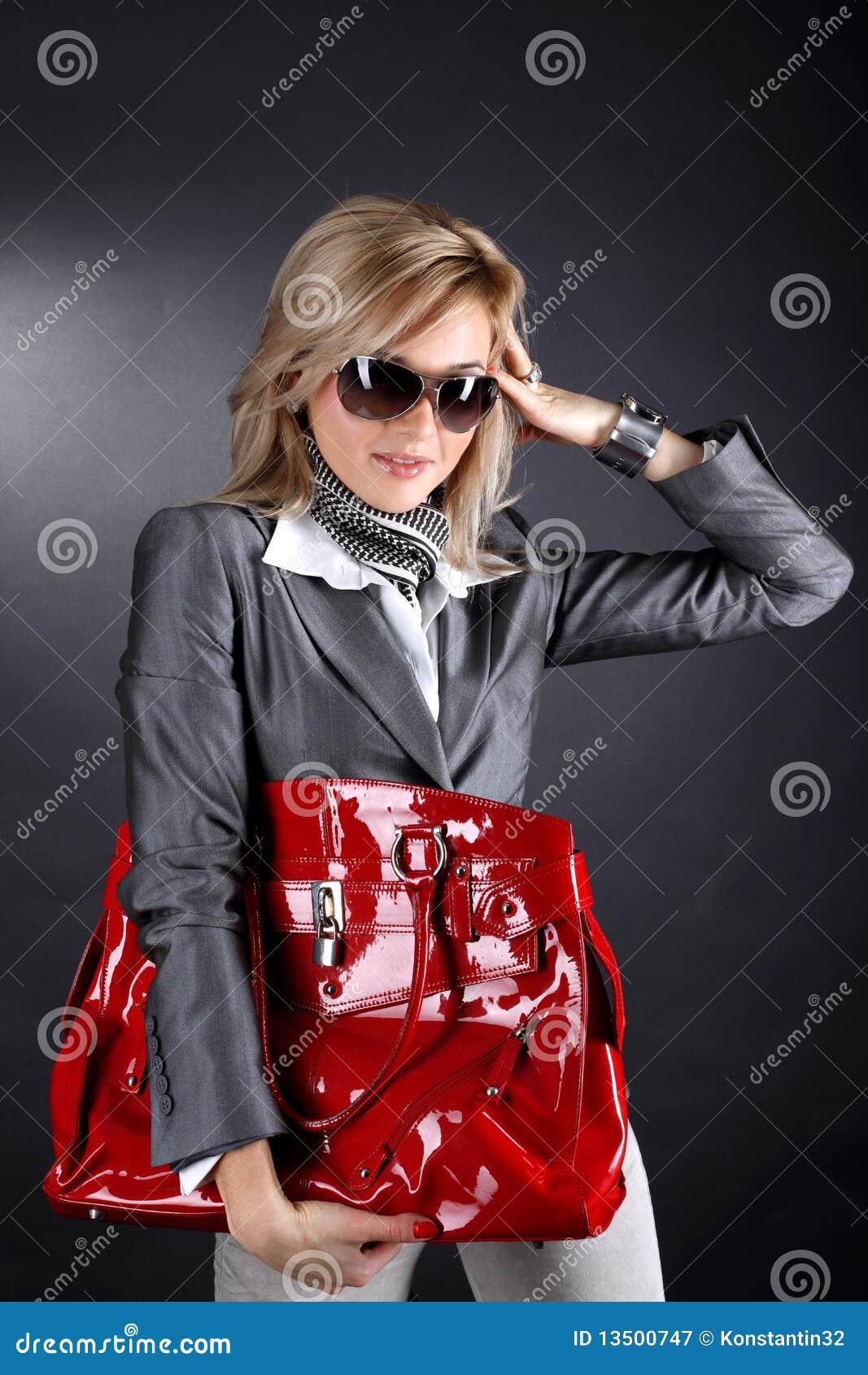 Woman with red bag stock image. Image of woman, fashion - 13500747