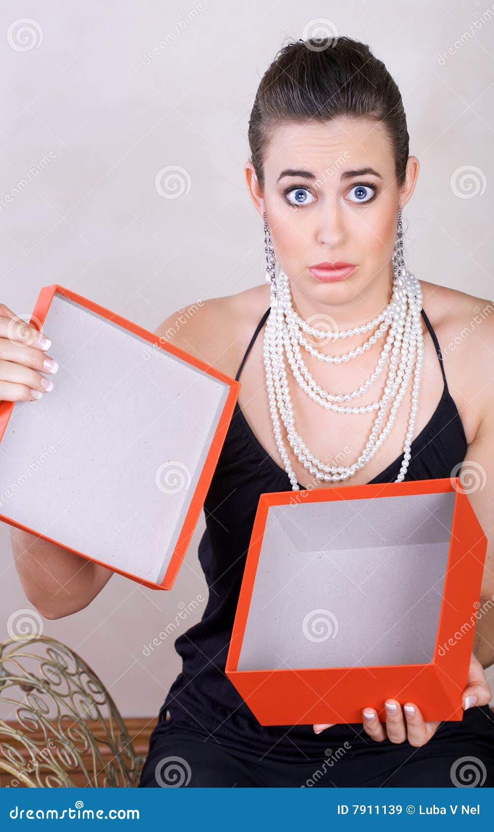 Woman with red box stock image. Image of black, beautiful - 7911139