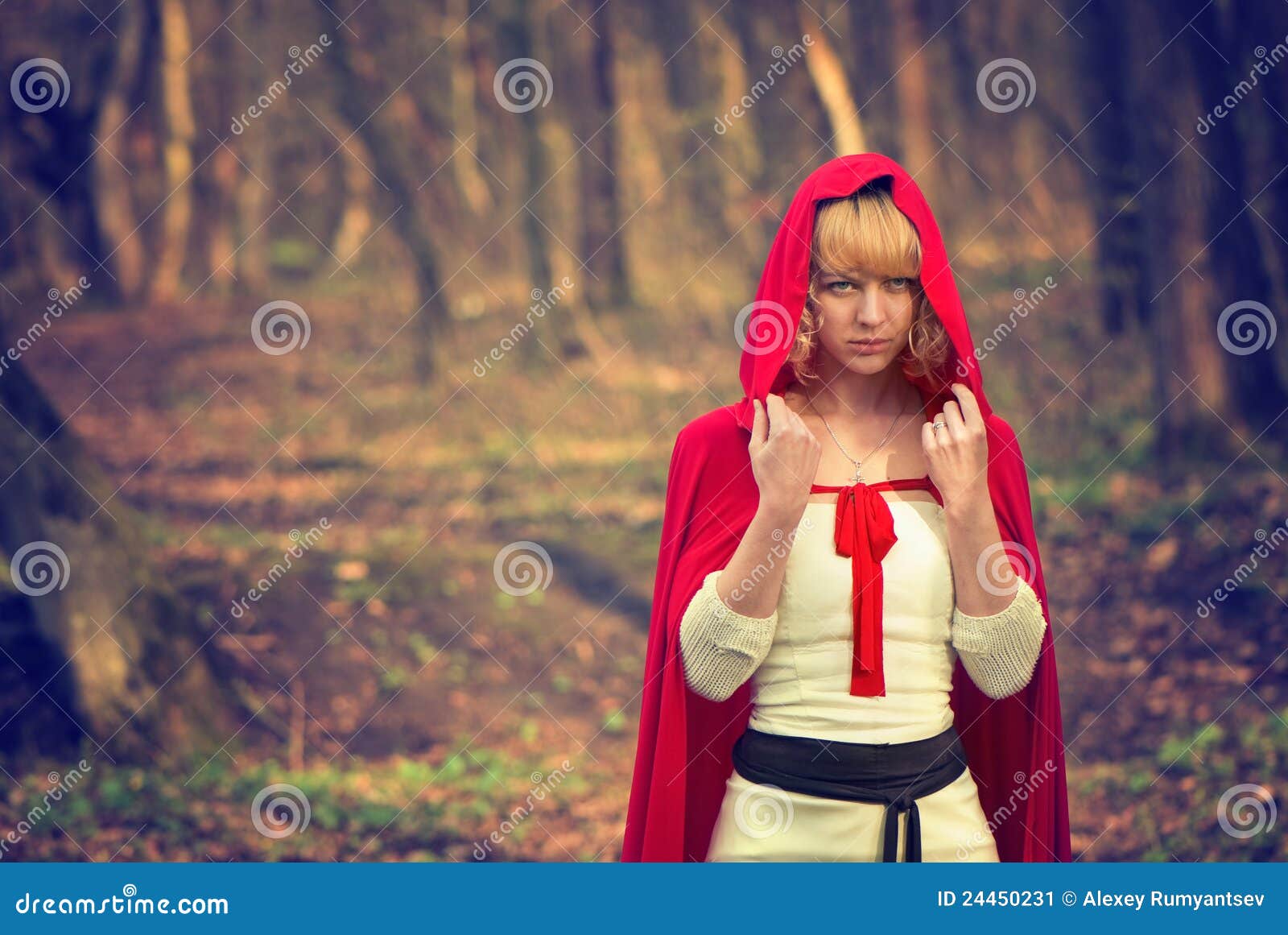 Woman in red cape stock image. Image of portrait, closeup - 24450231