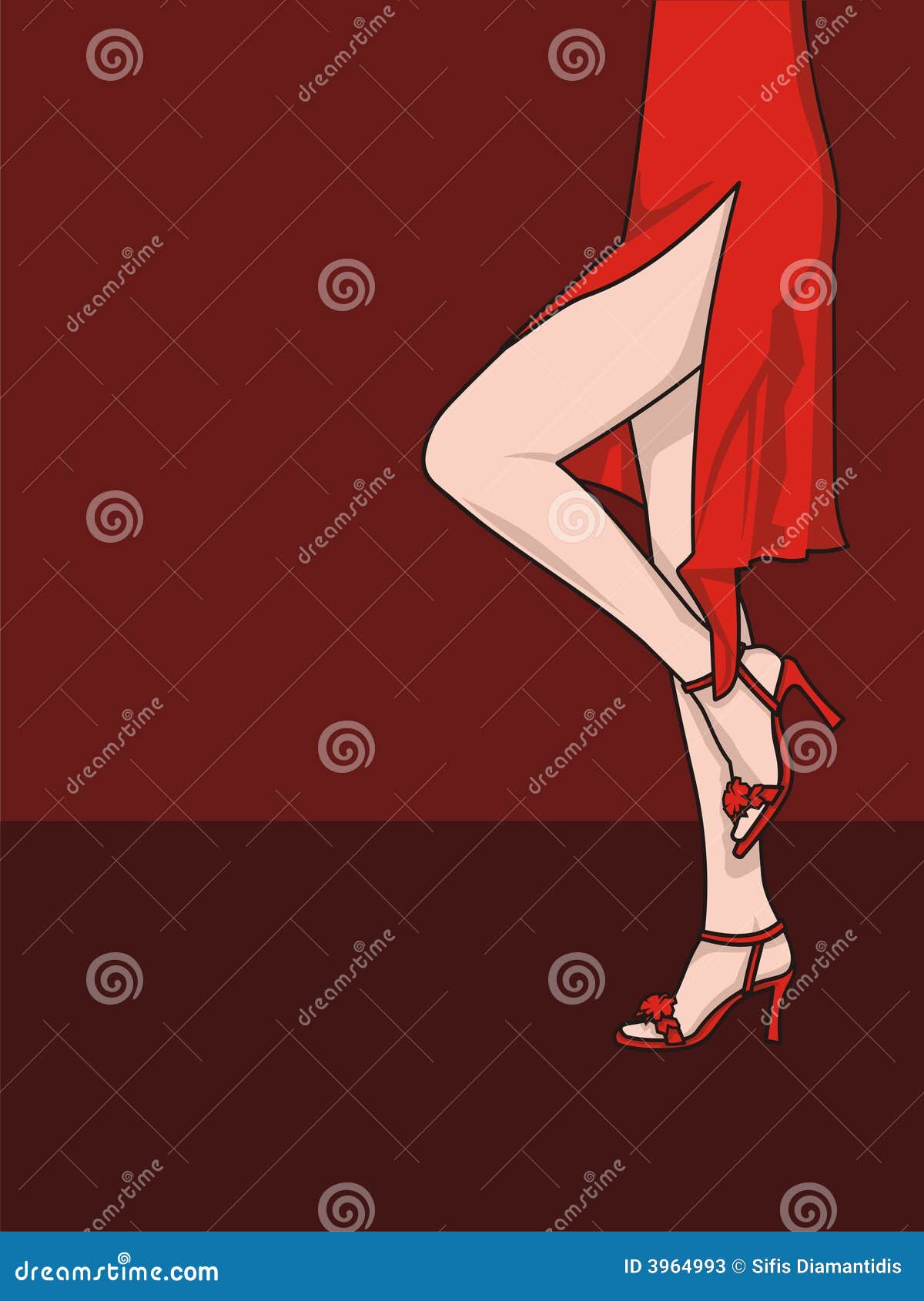 Woman in a Red Dress (Vector) Stock Vector - Illustration of femininity ...