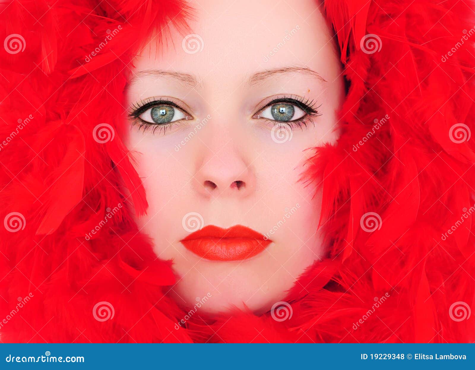 Woman with red feathers stock photo. Image of girl, fashion - 19229348