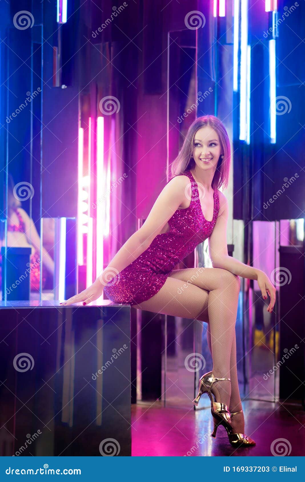 Woman In Red Glitter Dress In Night Club Party Stock Image Image Of Hollywood Holiday 169337203