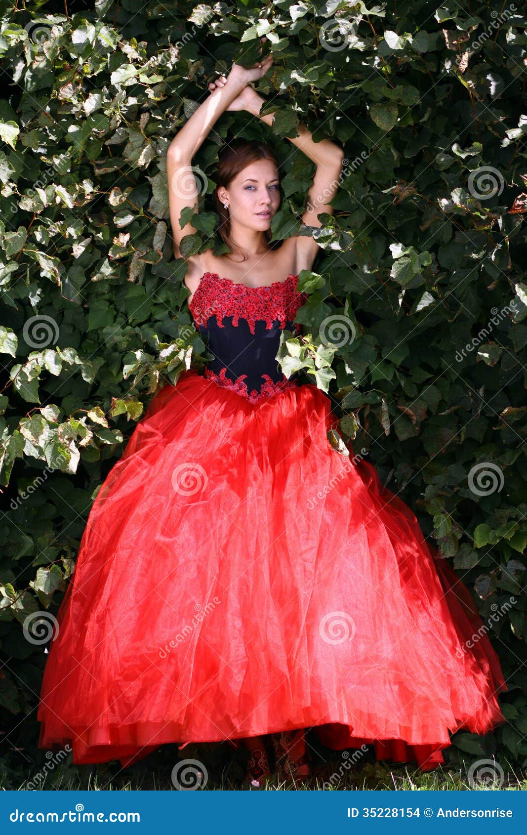 Woman in a Red Gothic Dress Stock Photo - Image of beauty, attractive ...