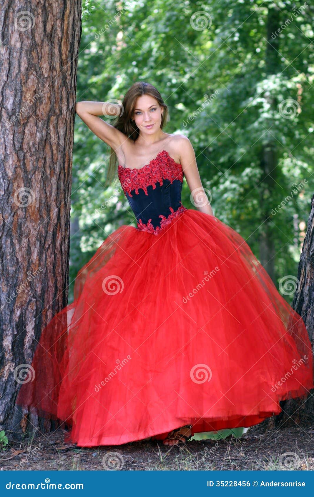 Woman in a Red Gothic Dress Stock Photo - Image of gothic, outdoor ...