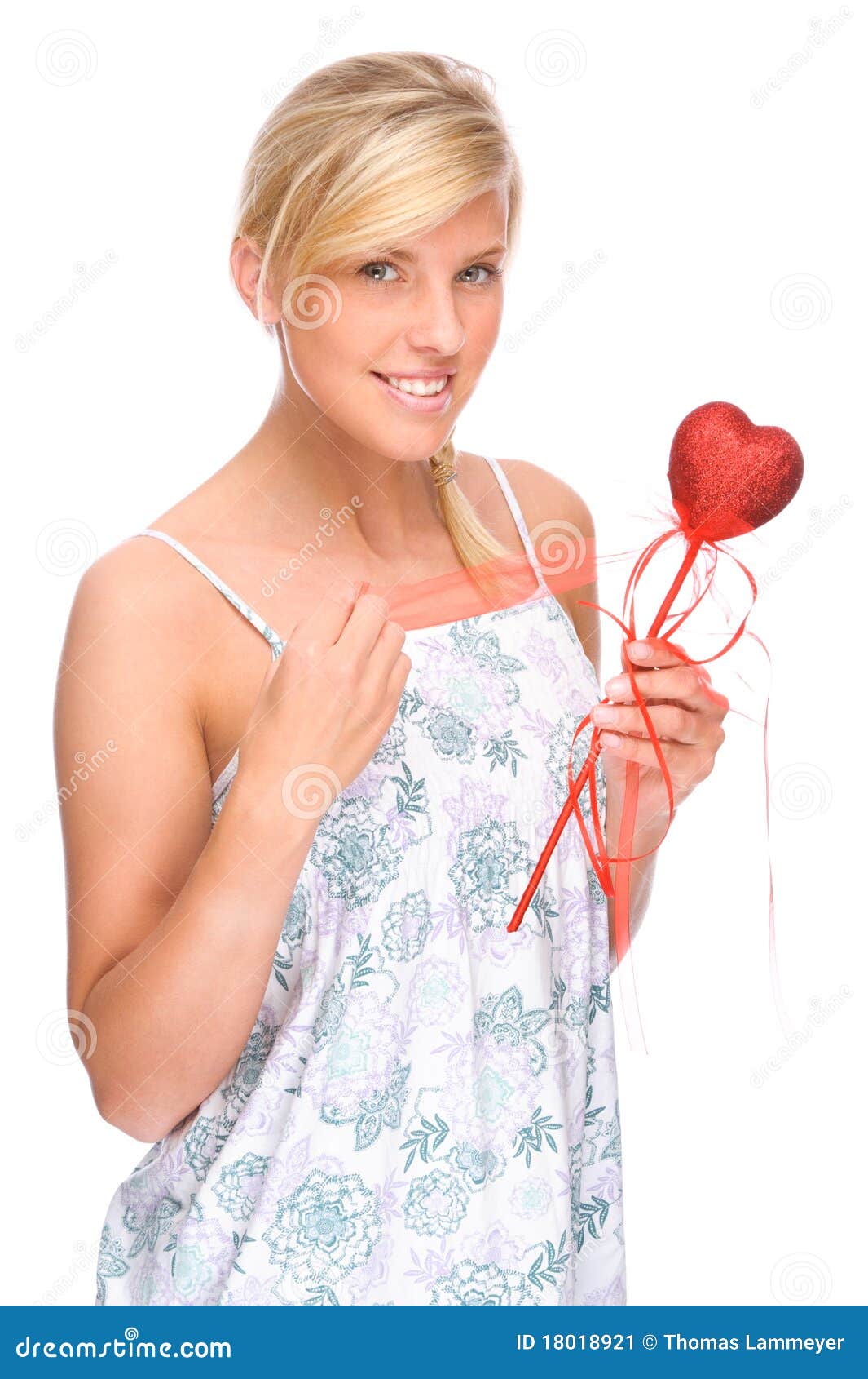 Woman with red heart stock image. Image of cheerful, happy - 18018921