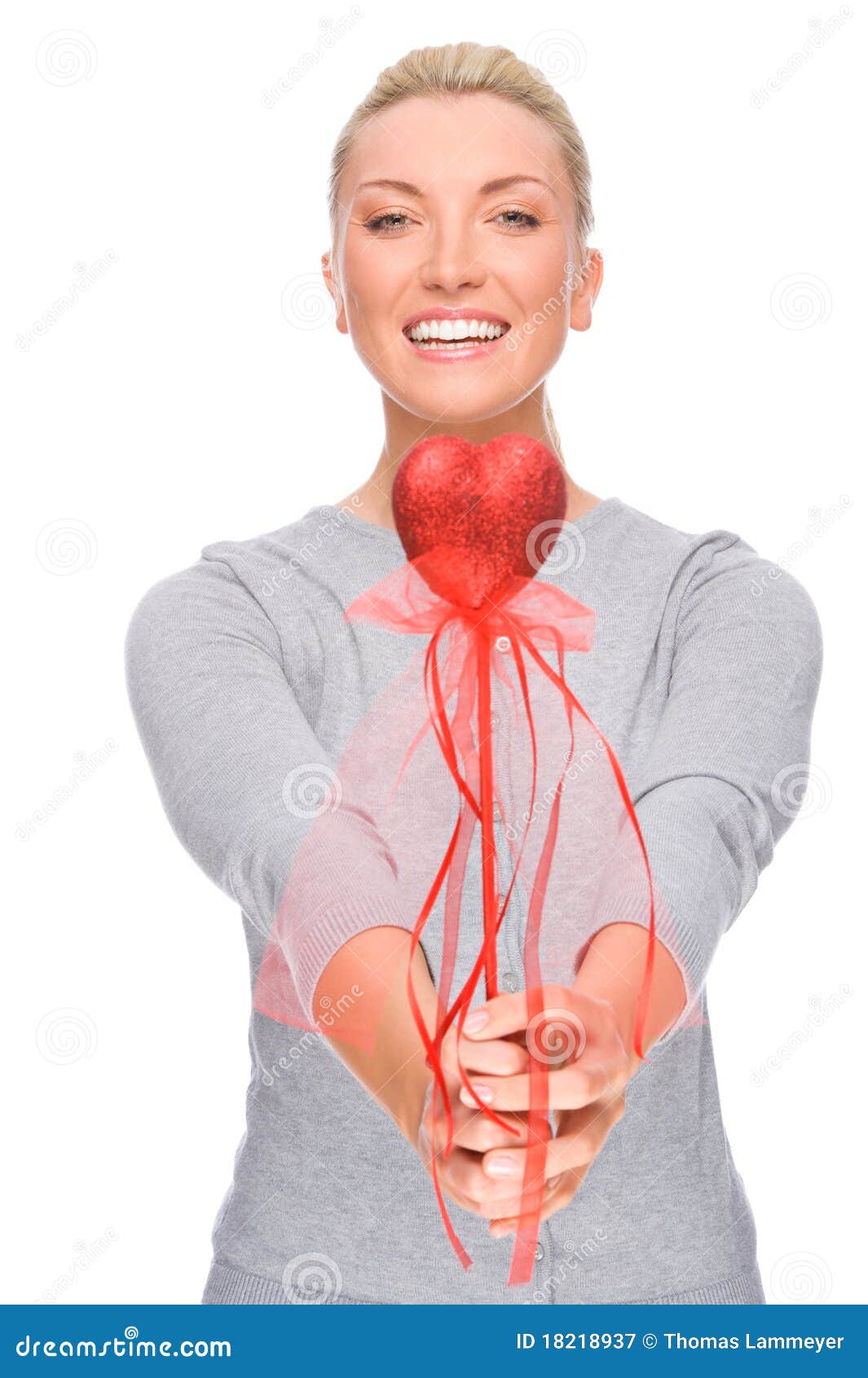 Woman with red heart stock image. Image of girl, attractive - 18218937