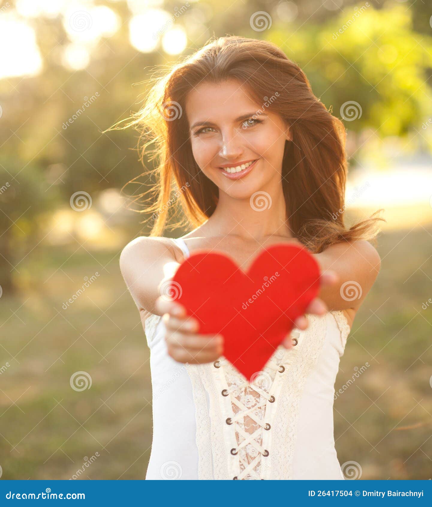 Woman with red heart stock photo. Image of attractive - 26417504