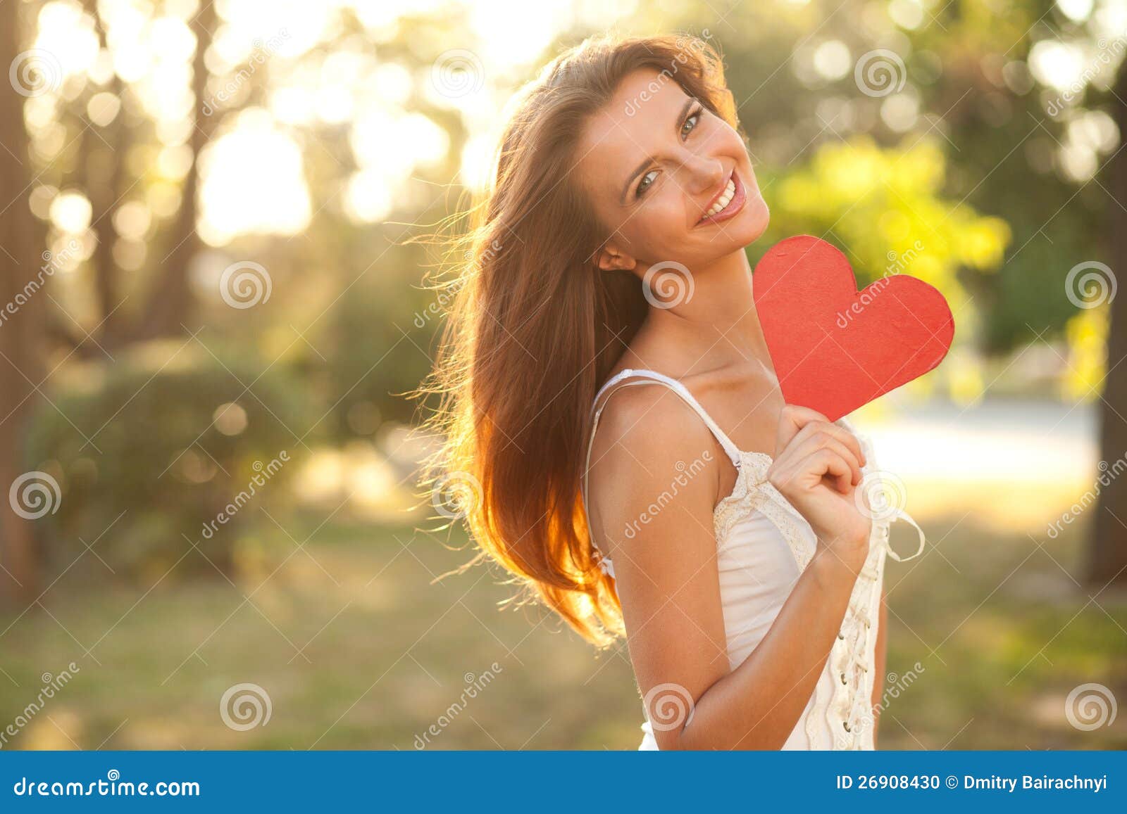 Woman with red heart stock photo. Image of young, heart - 26908430