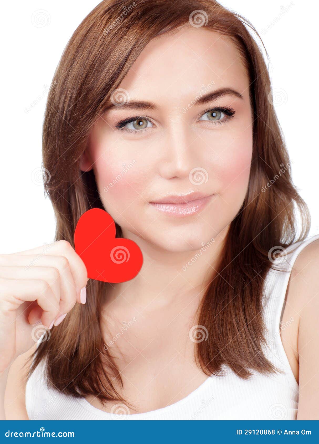 Woman with red heart stock photo. Image of holding, brunette - 29120868