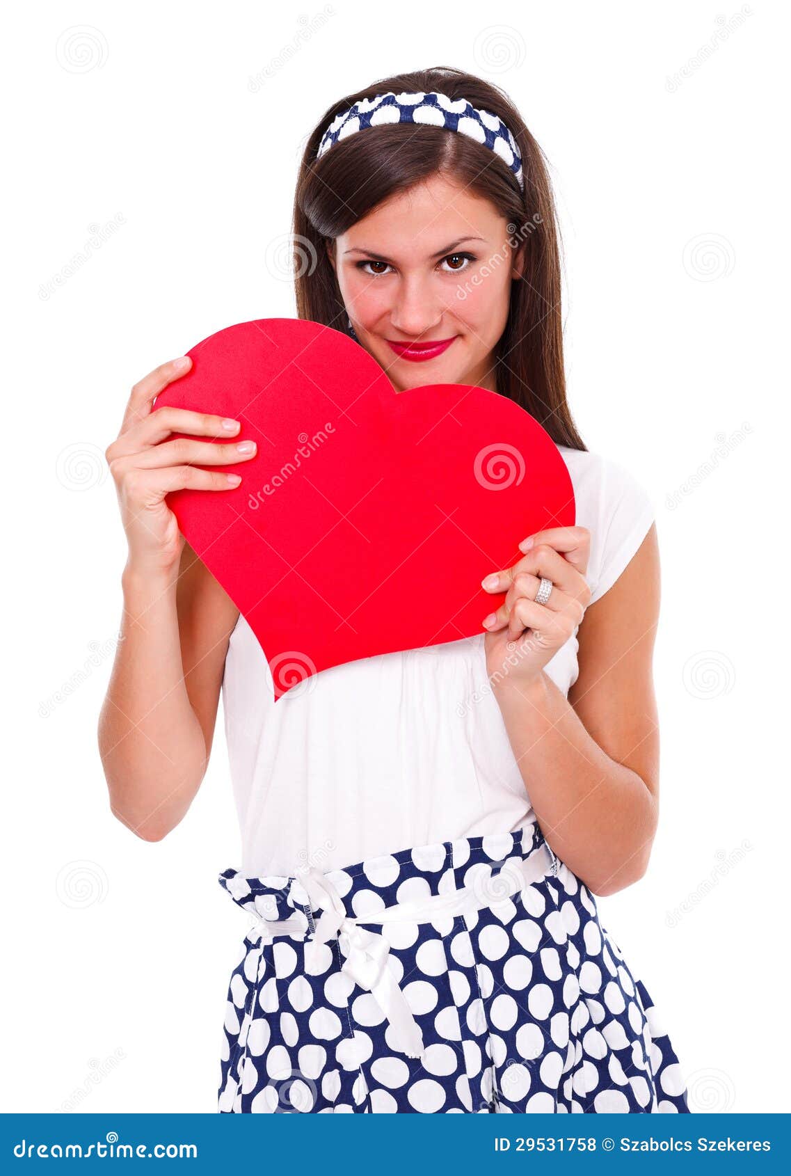 Woman with red heart stock photo. Image of happy, love - 29531758