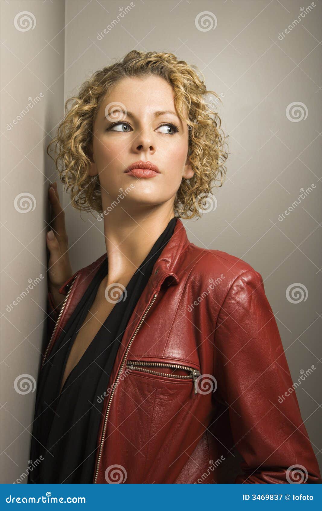Woman in red jacket. stock image. Image of photograph - 3469837